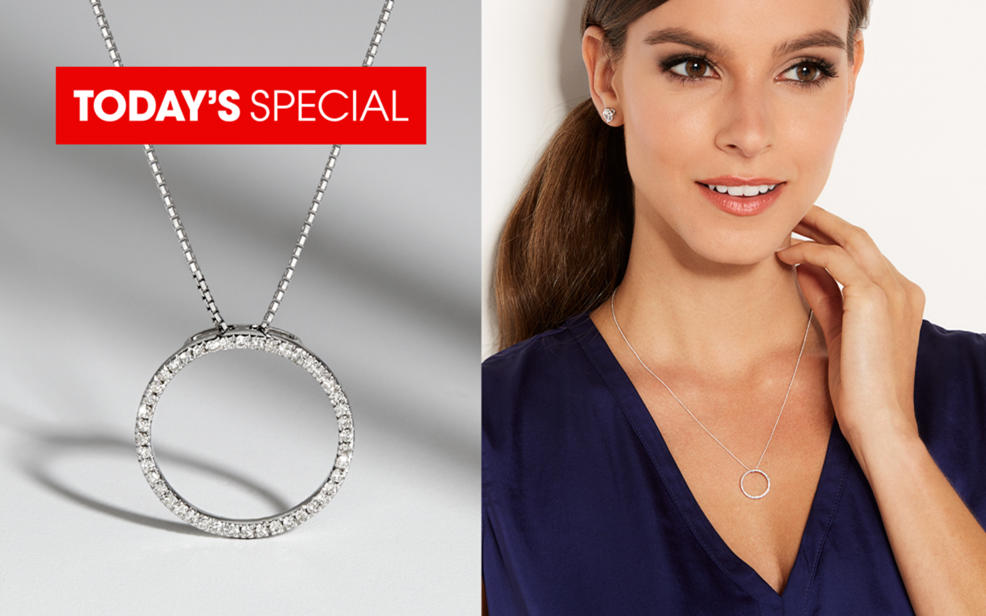 (HSN) 0.2ctw Diamond Circle Sterling Silver Pendant with 18" Chain ...