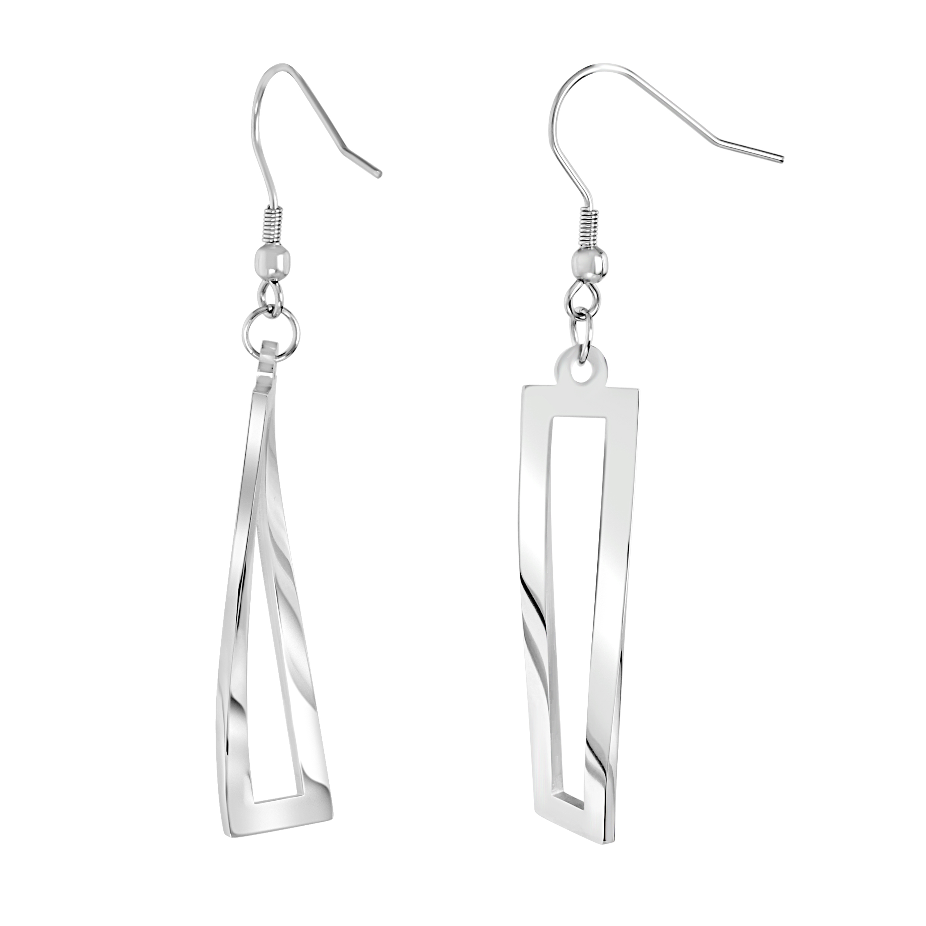 Stately Steel Linear Twist Earrings | HSN