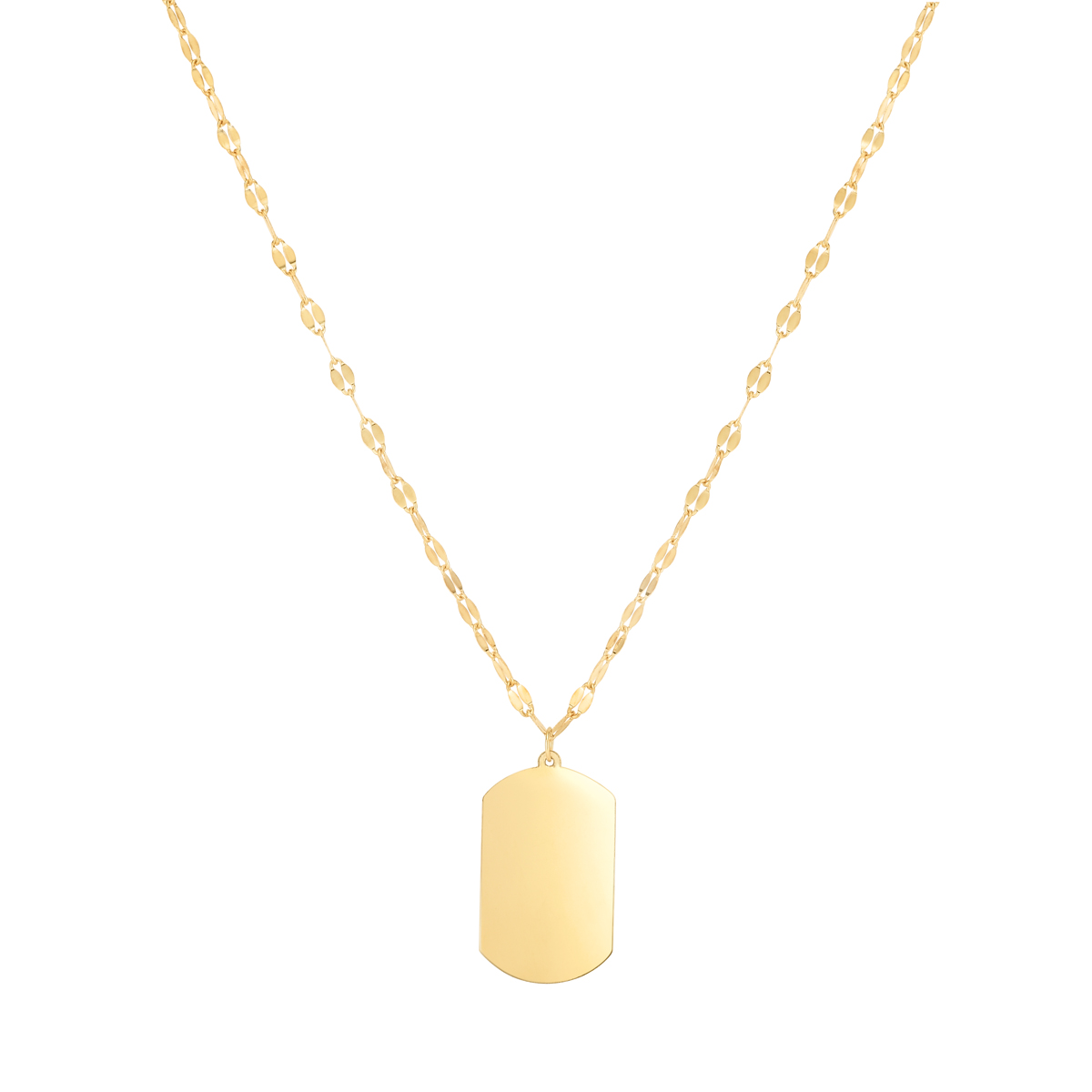 14K Yellow Gold Polished Tag Chain Necklace - 20630971 | HSN