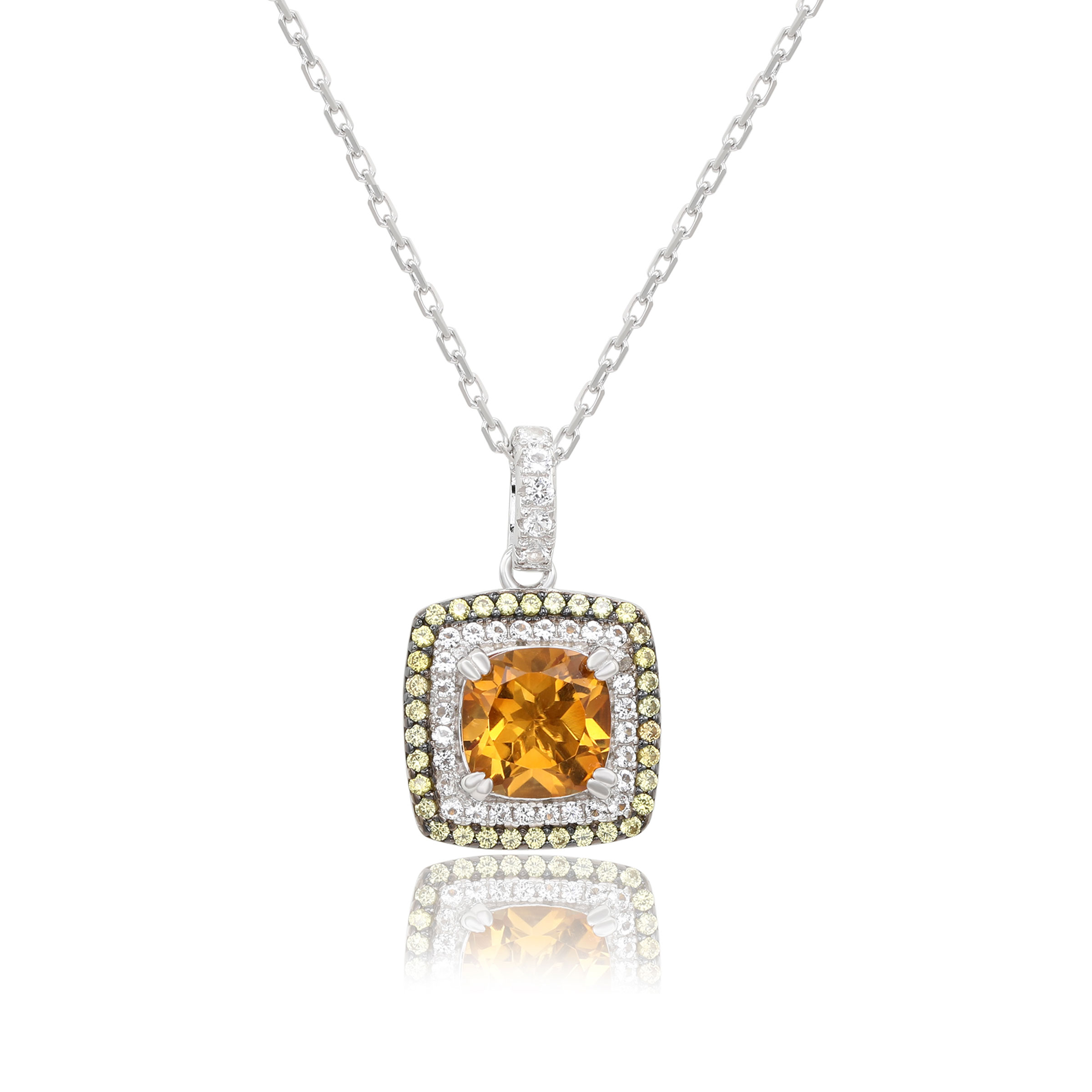 Suzy Levian Cushion-Cut Gemstone, Sapphire and White Topaz Pendant ...