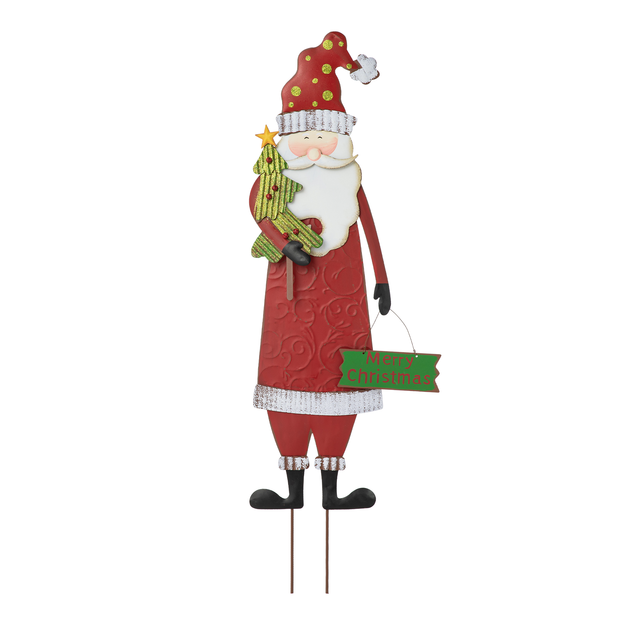 Glitzhome Metal Santa Yard Stake, Standing Decor or Wall Decor | HSN