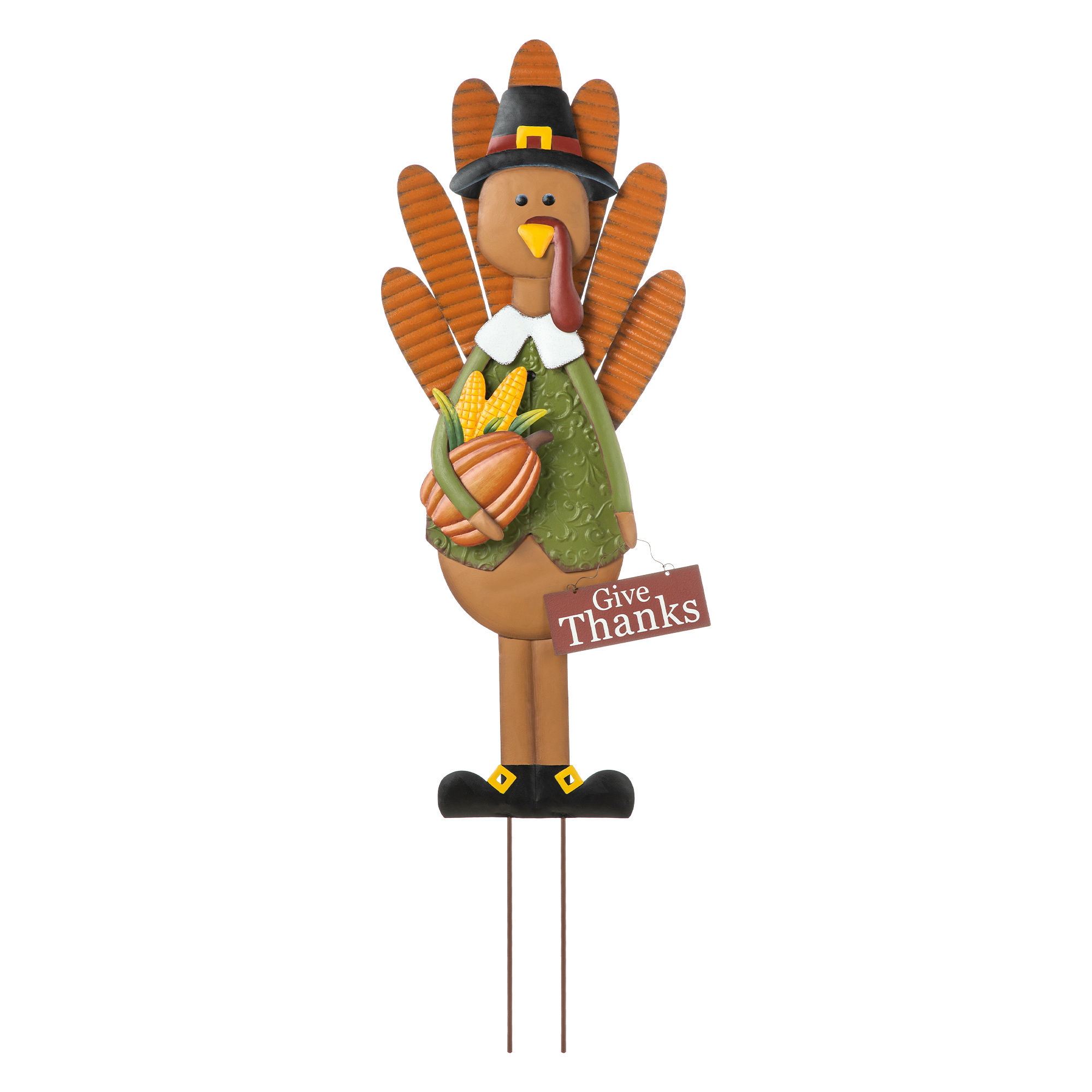 Glitzhome 36in. H Thanksgiving Metal Turkey Yard / Standing Decor ...