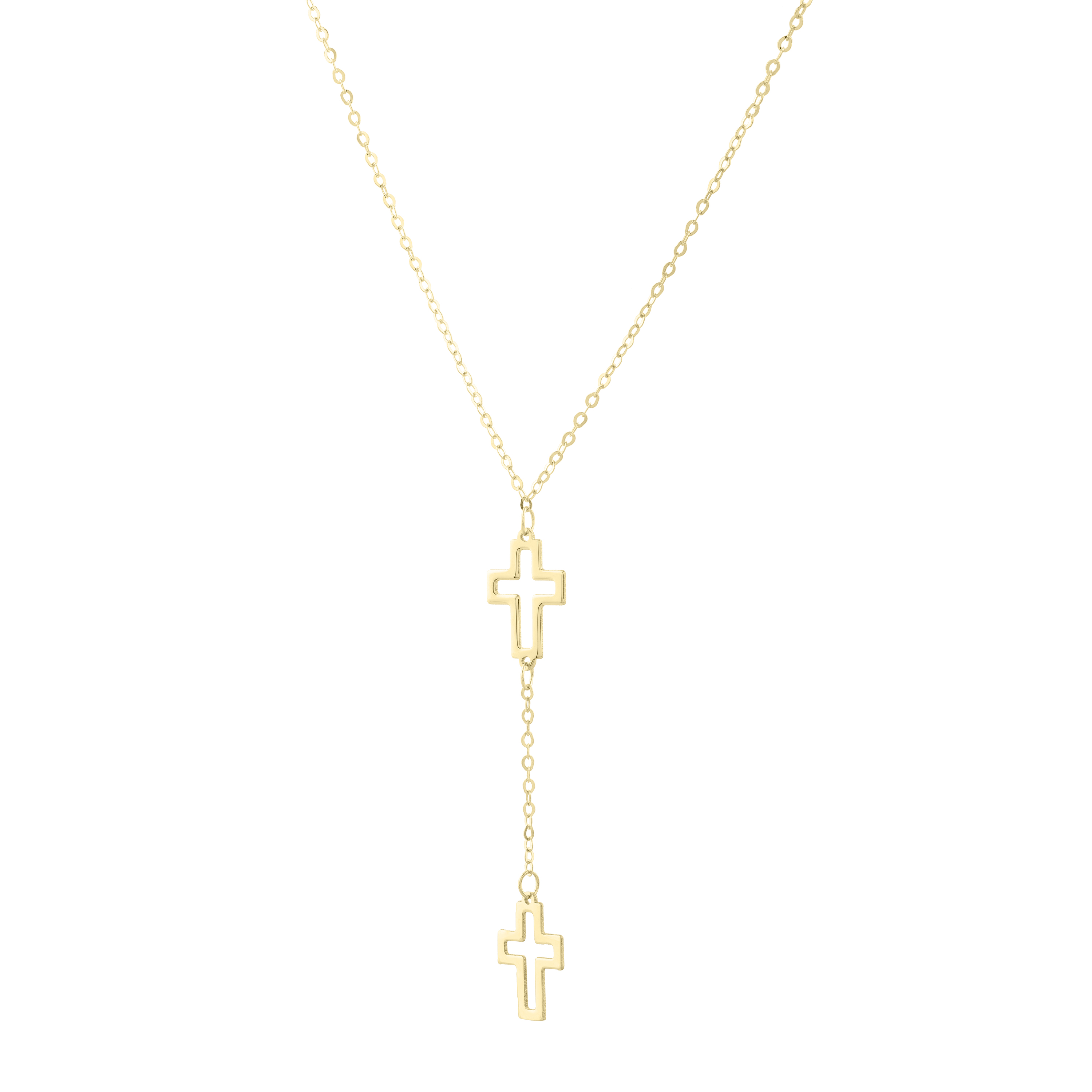 14K Double Cross 18" Drop Necklace | HSN