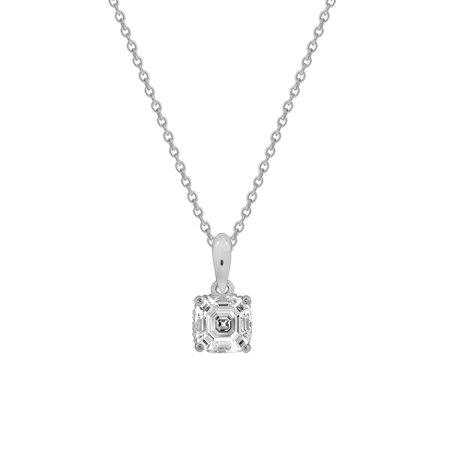 Radiance by Absolute™ Asscher Cut and Round Solitaire Pendant Necklace ...