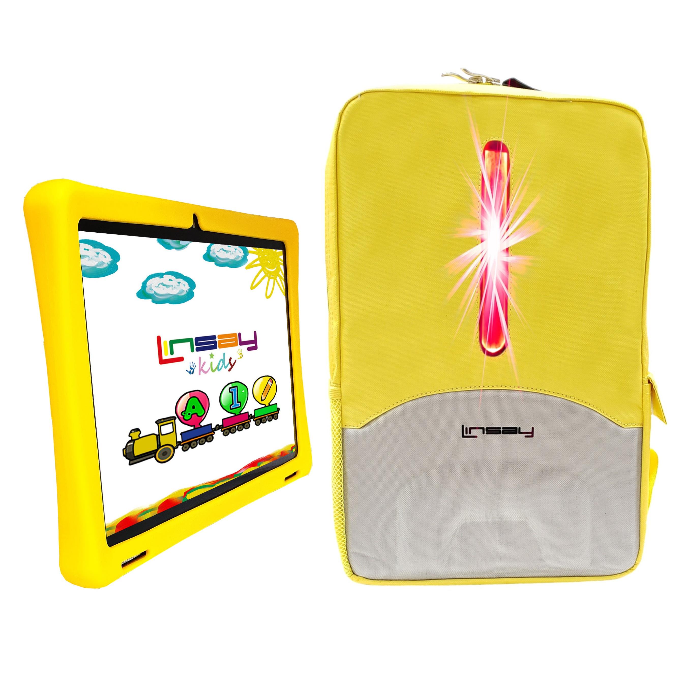 LINSAY 10.1" Octa Core 128GB Tablet Bundle with Case and LED Backpack | HSN