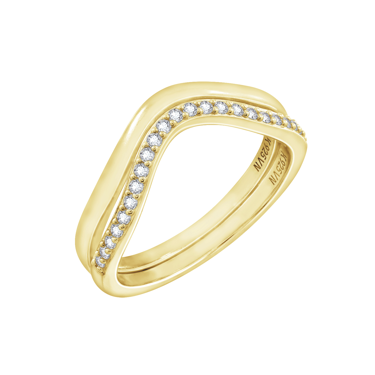 Radiance by Absolute™ Gold-Plated Pavé Chevron 2-Piece Ring Set | HSN