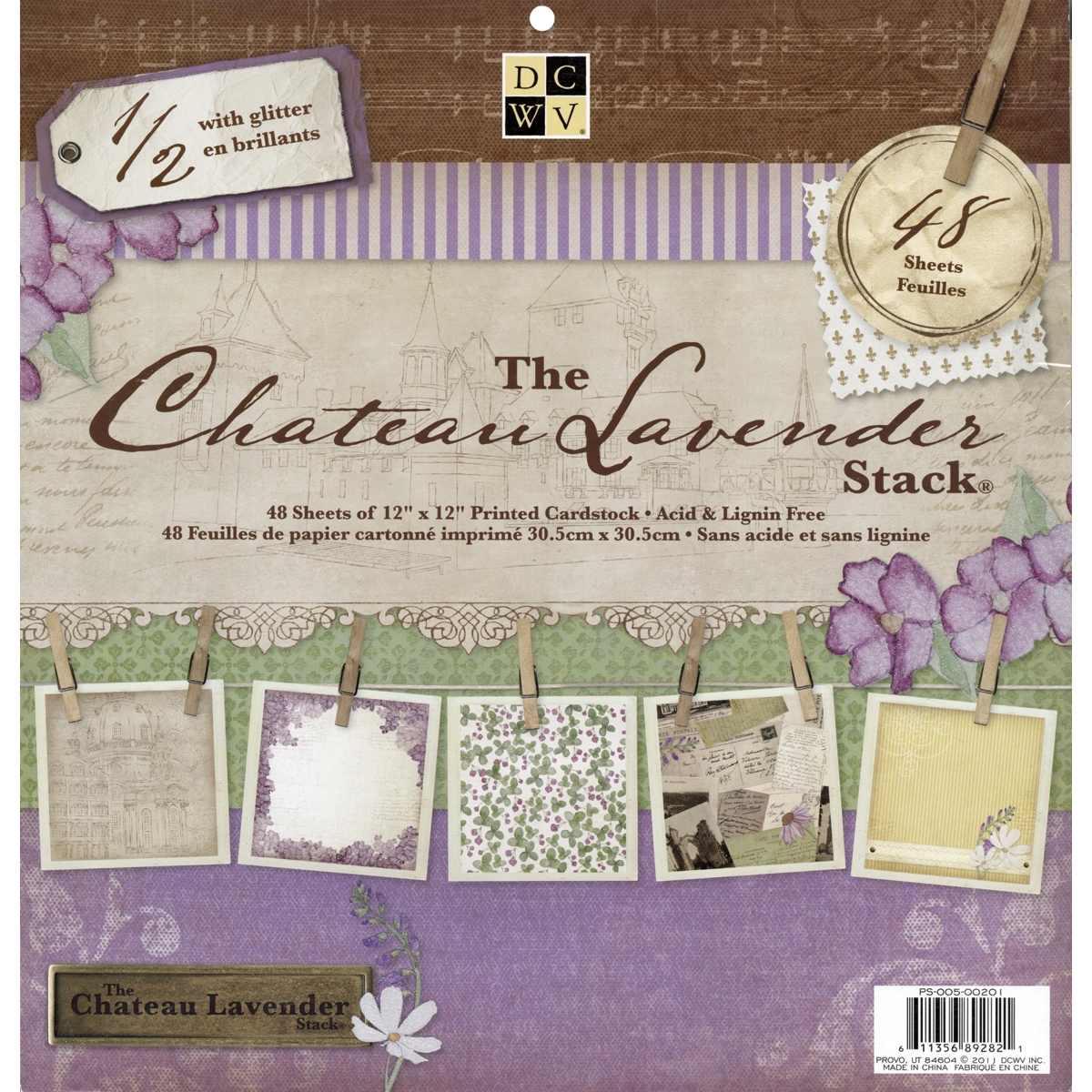 DCWV Single-Sided Cardstock Stack 12X12 48/Pkg - Chateau Lavender, 24 ...
