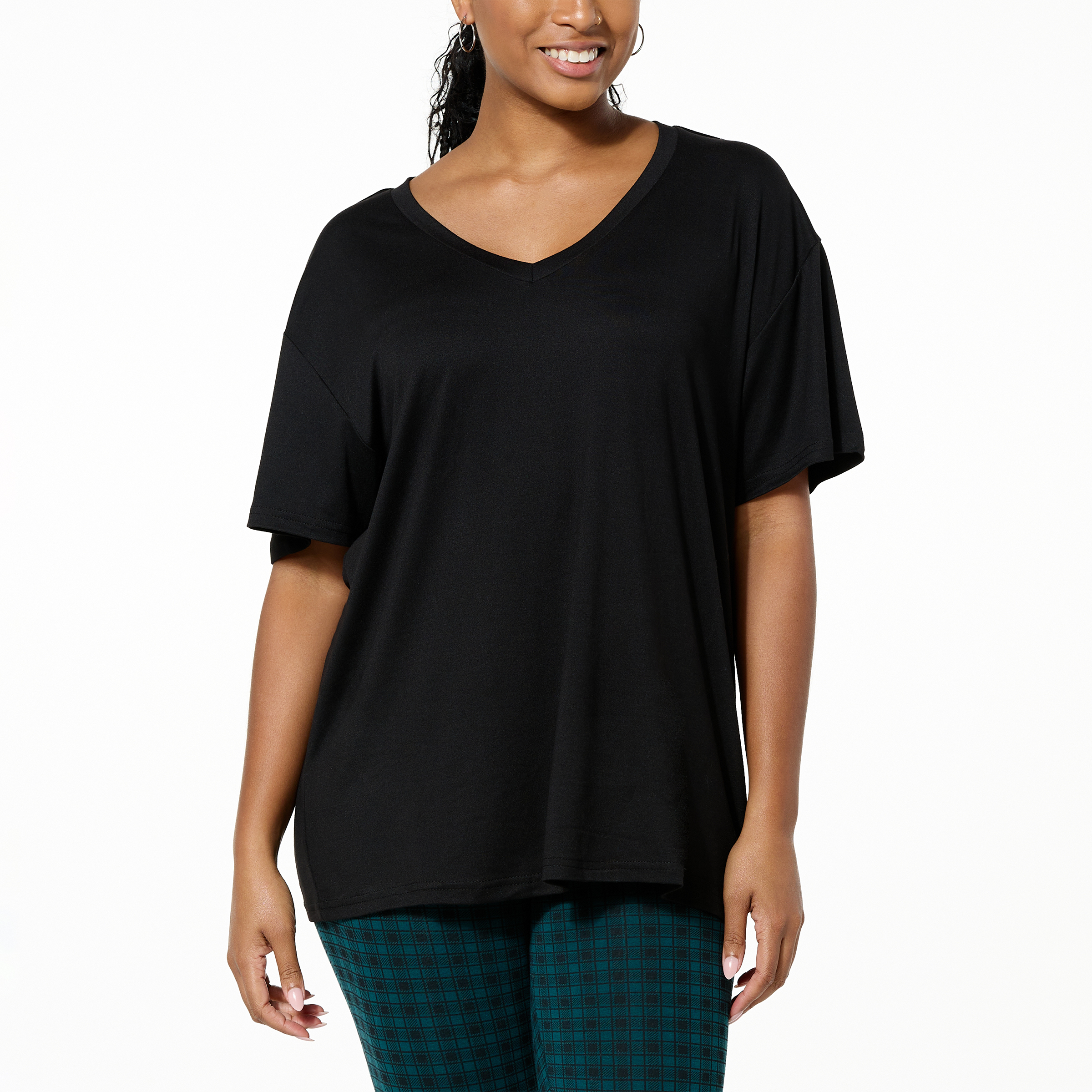 HUE Oversized V-Neck Boyfriend Tee - 20827360 | HSN