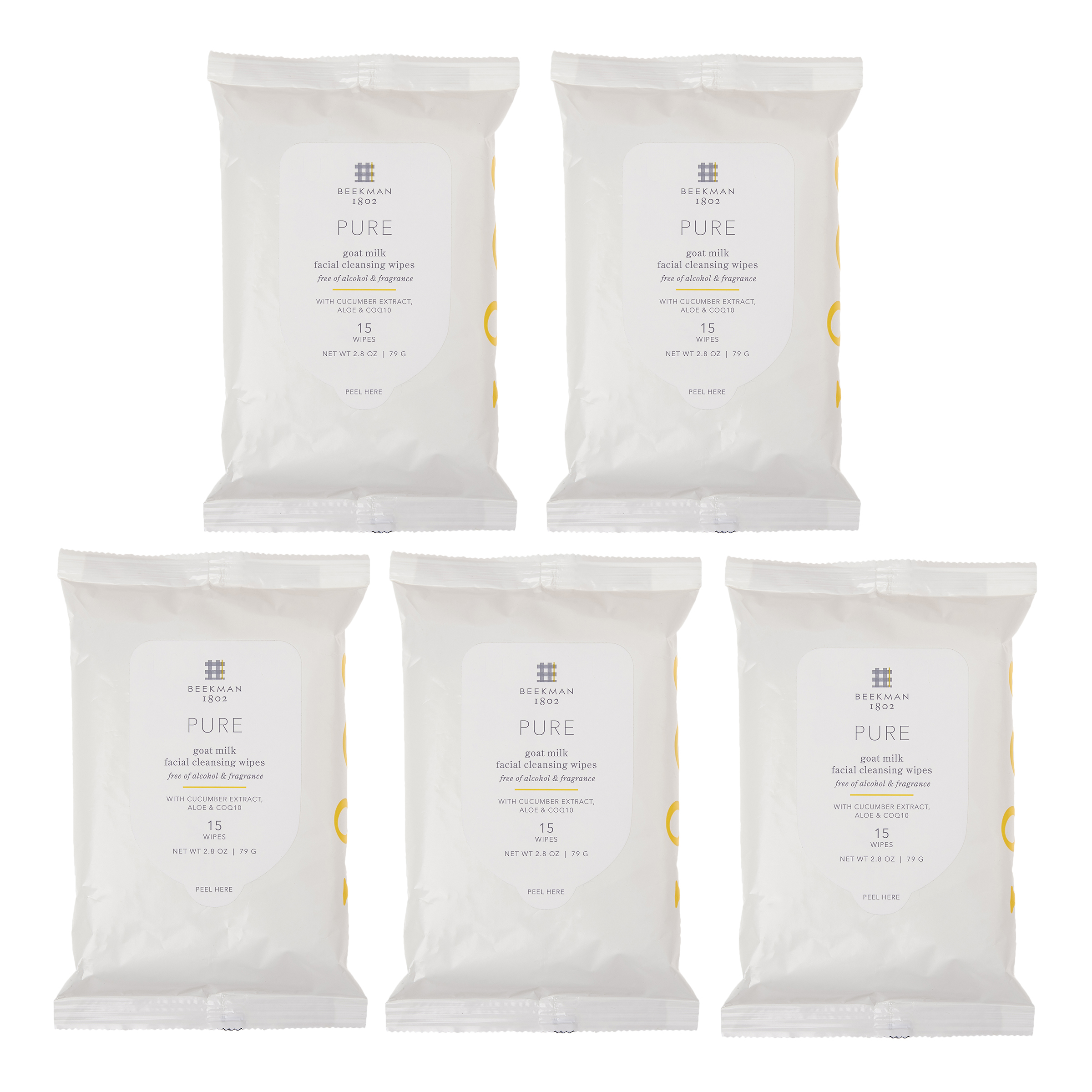 Beekman 1802 Pure Goat Milk Face Wipes 5-Piece Travel Set | HSN