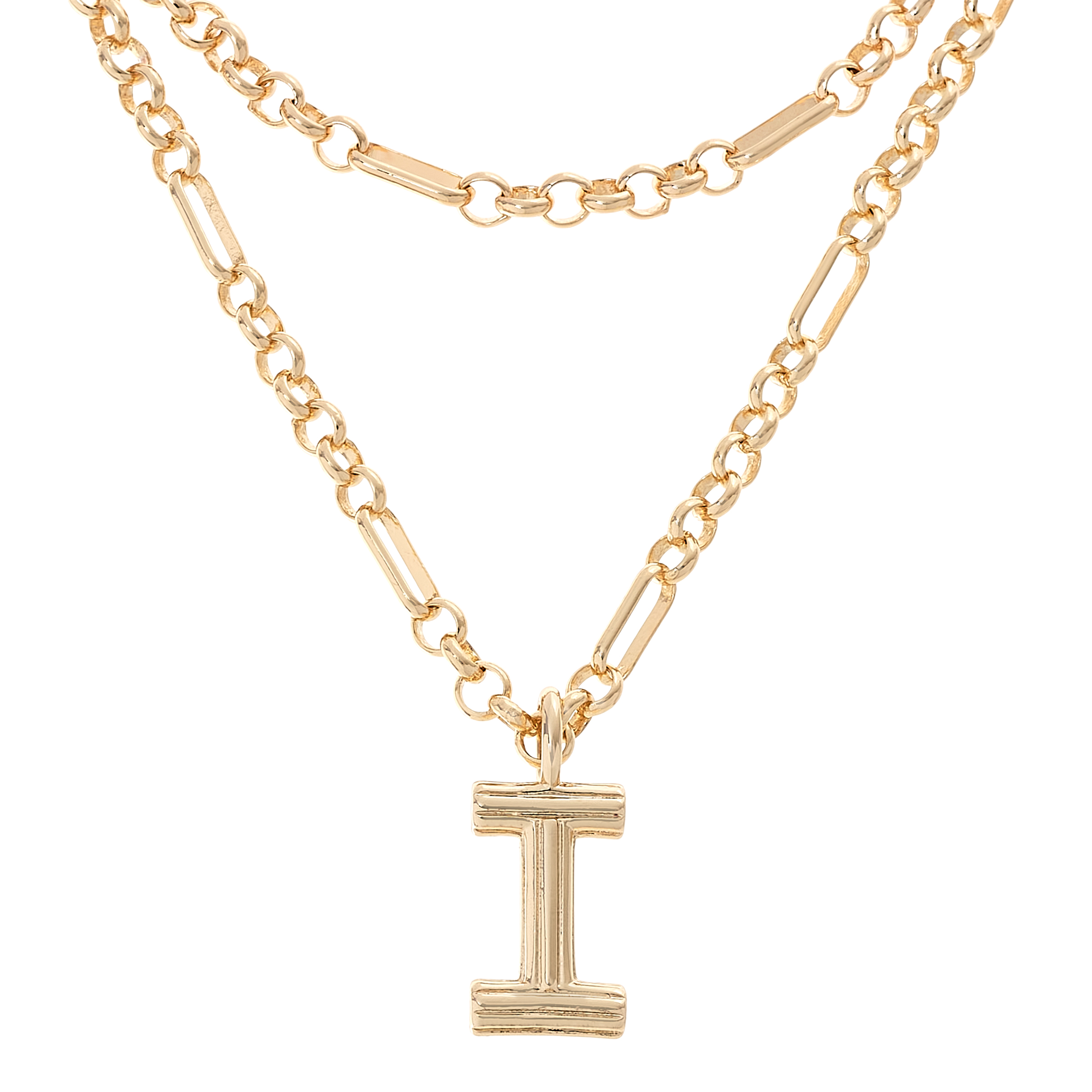 "As Is" BAUBLEBAR Fiona Goldtone Initial Drp Chain-Link Ncklce 2pc Set ...