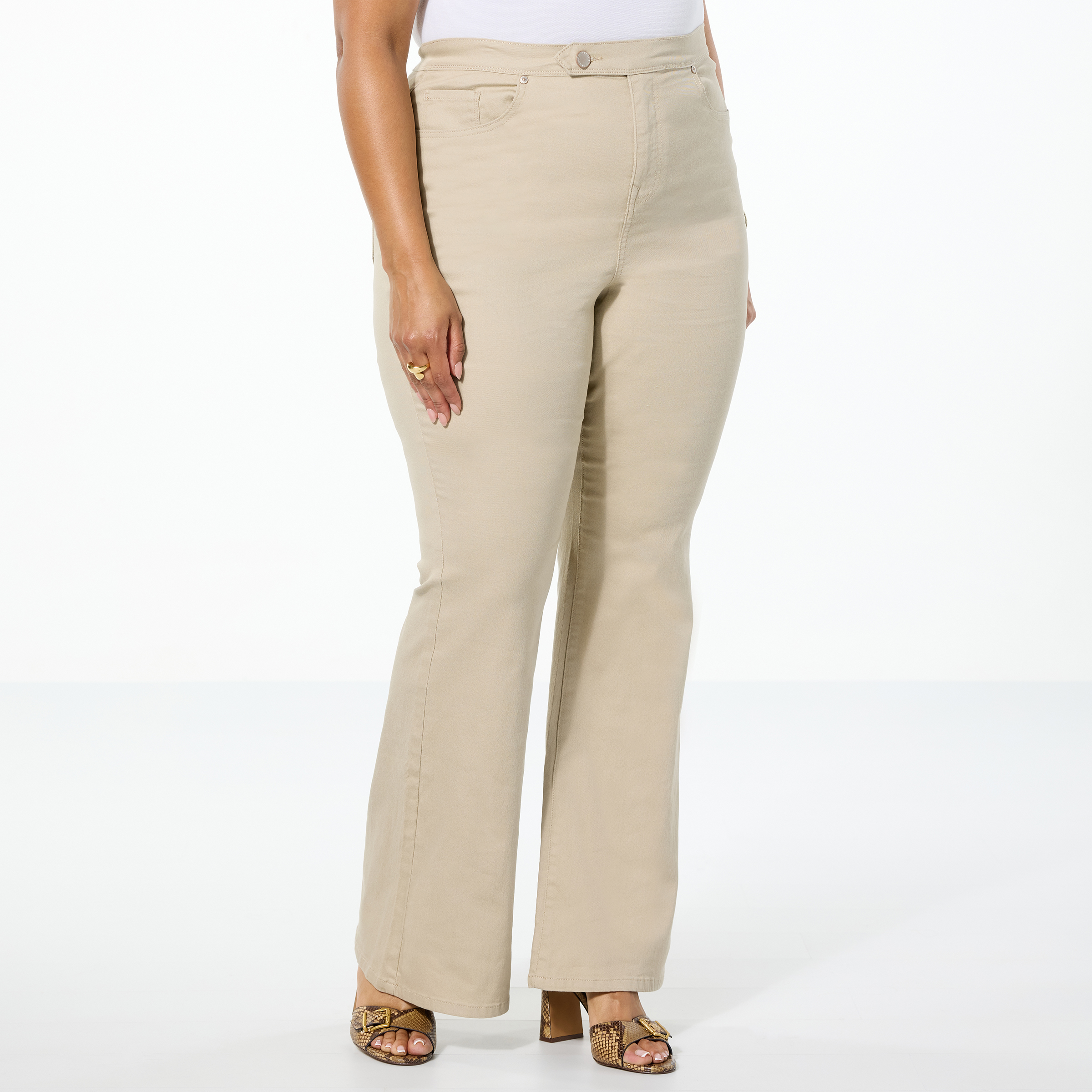 DG2 by Diane Gilman New Classic Stretch Denim Tab Waistband Flare Jean ...