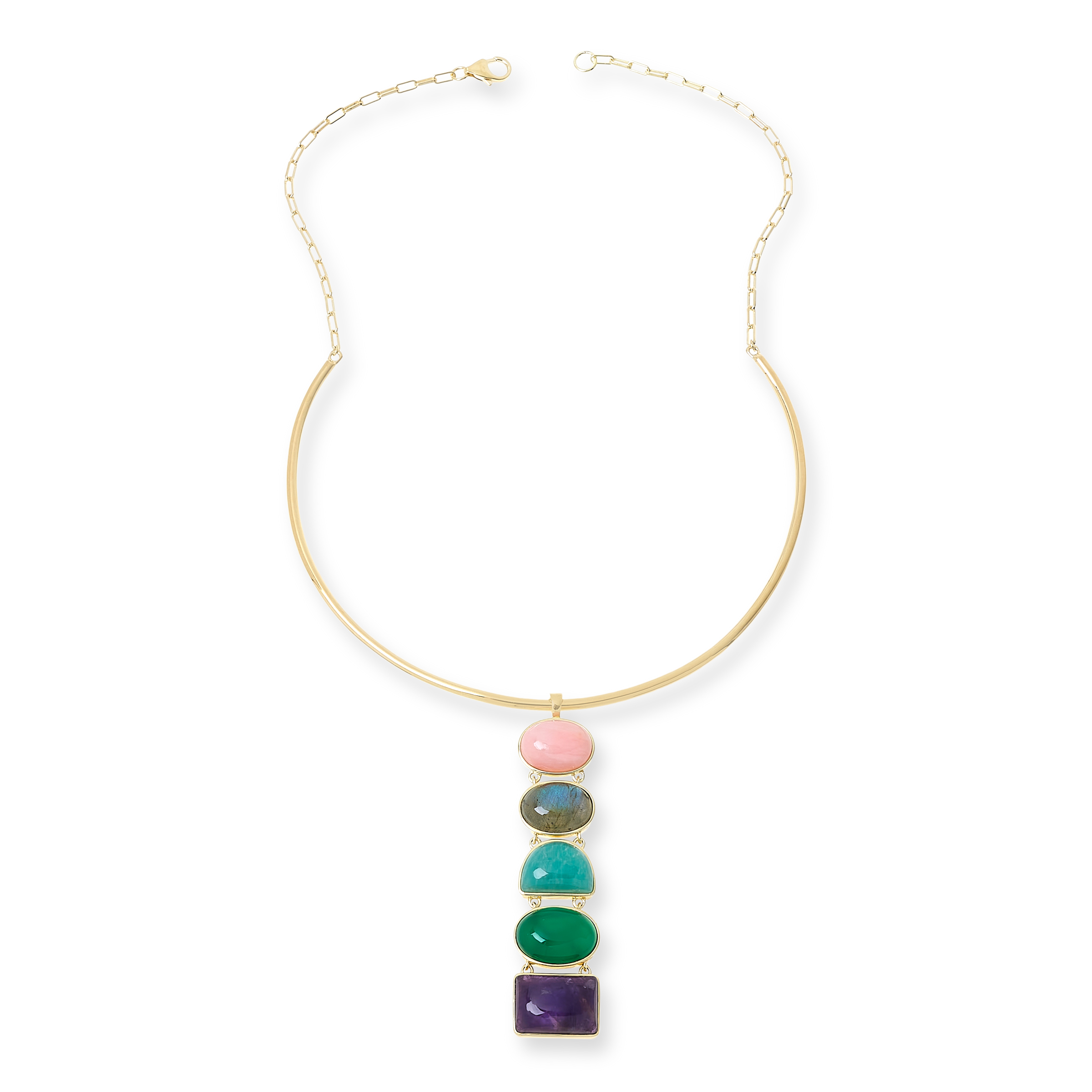 Rarities Gold-Plated Multigemstone Linear Drop Collar Necklace ...