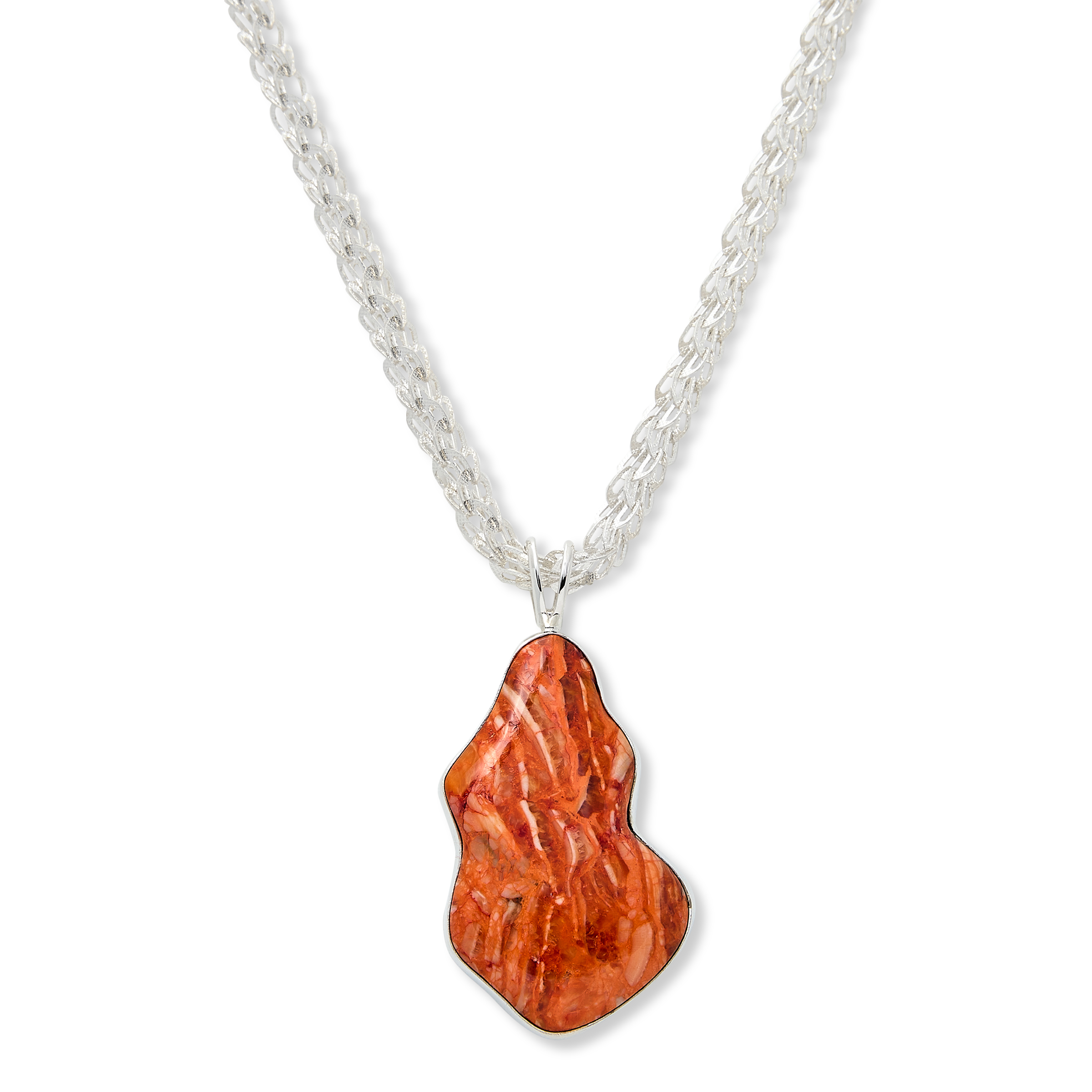 Jay King Freeform Orange Spiny Oyster Shell Pendant with 18" Chain ...