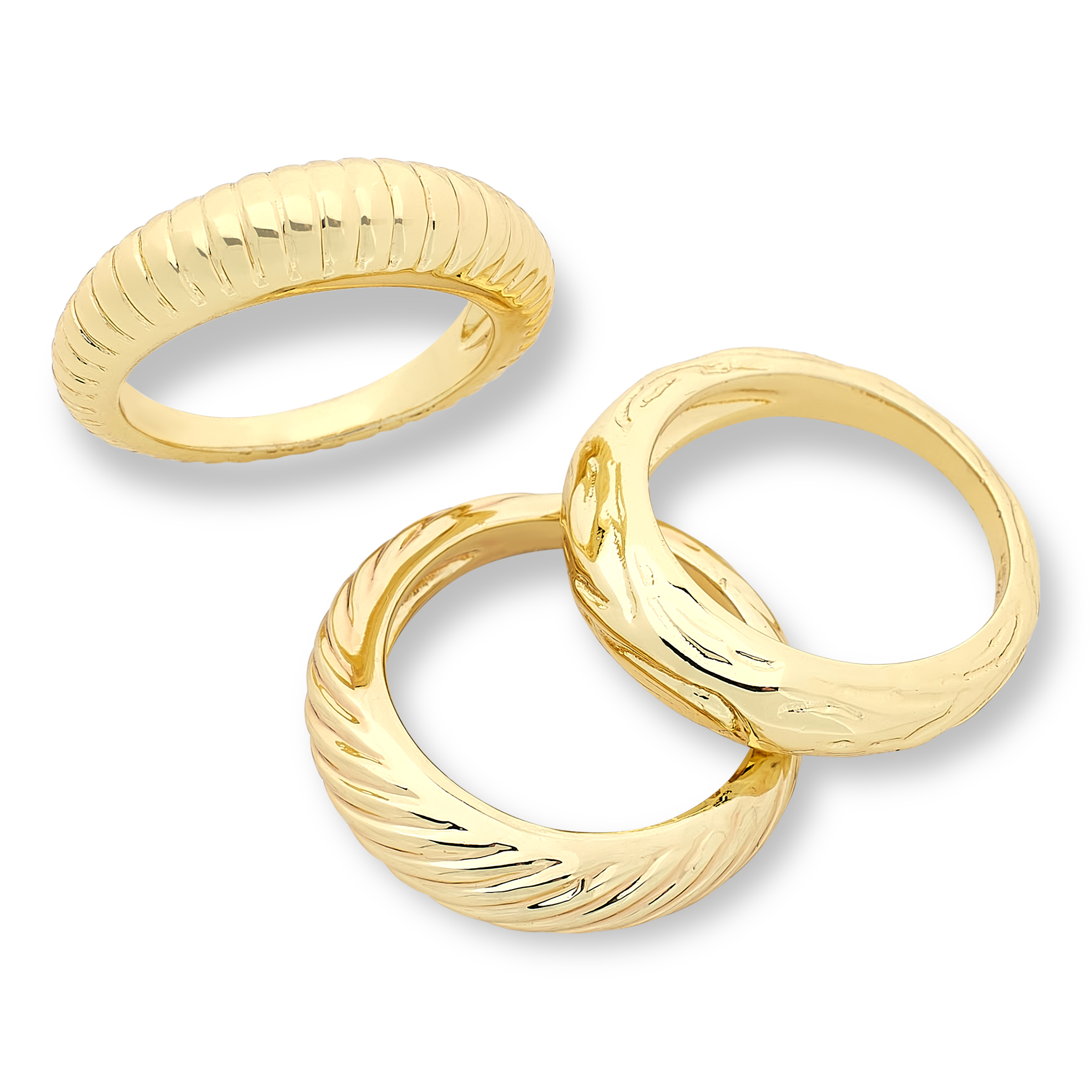 "As Is" Bellezza Bronze Textured Band Ring 3-piece Set | HSN