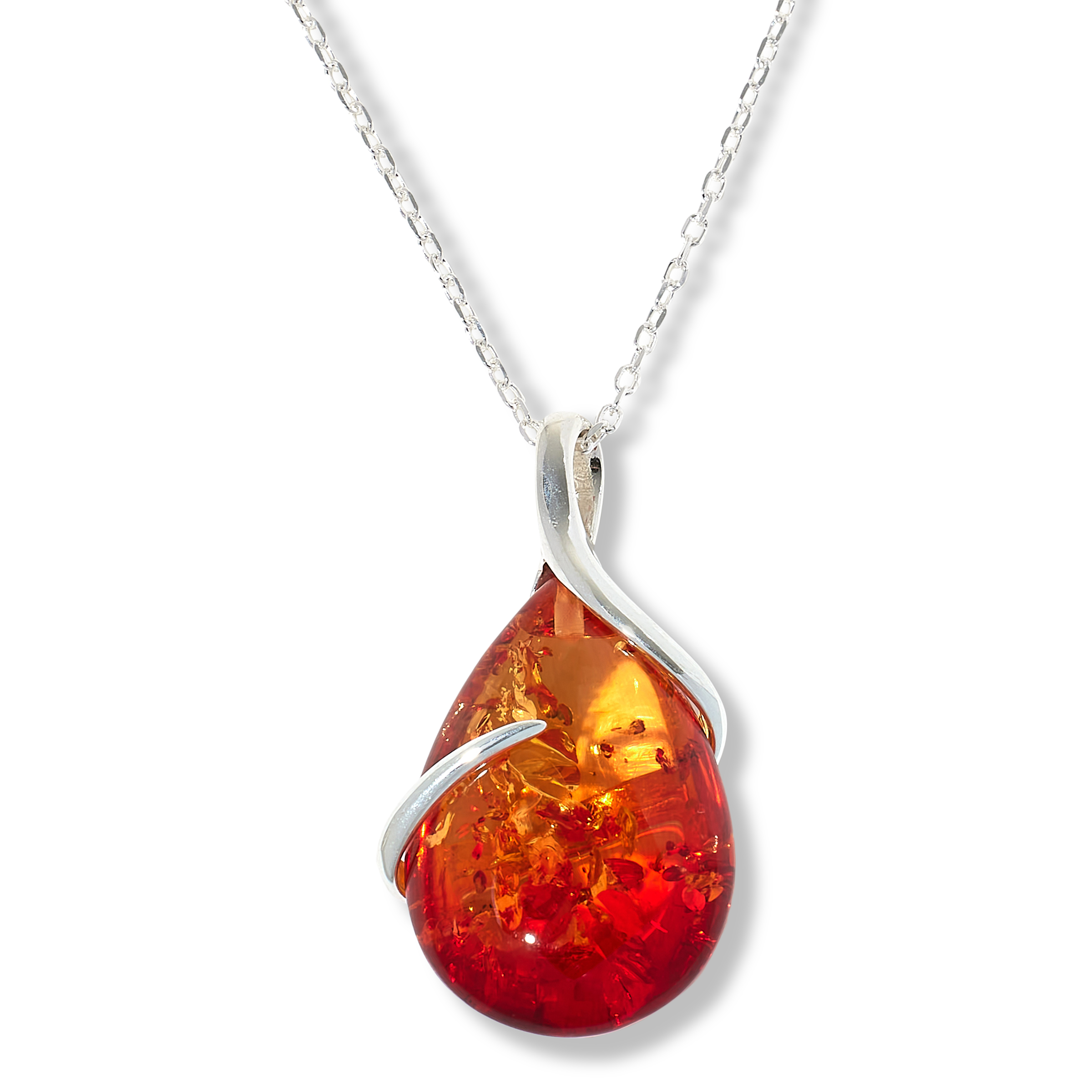 Amber Extraordinaire Sterling Silver Pear Ombré Stone Pendant ...