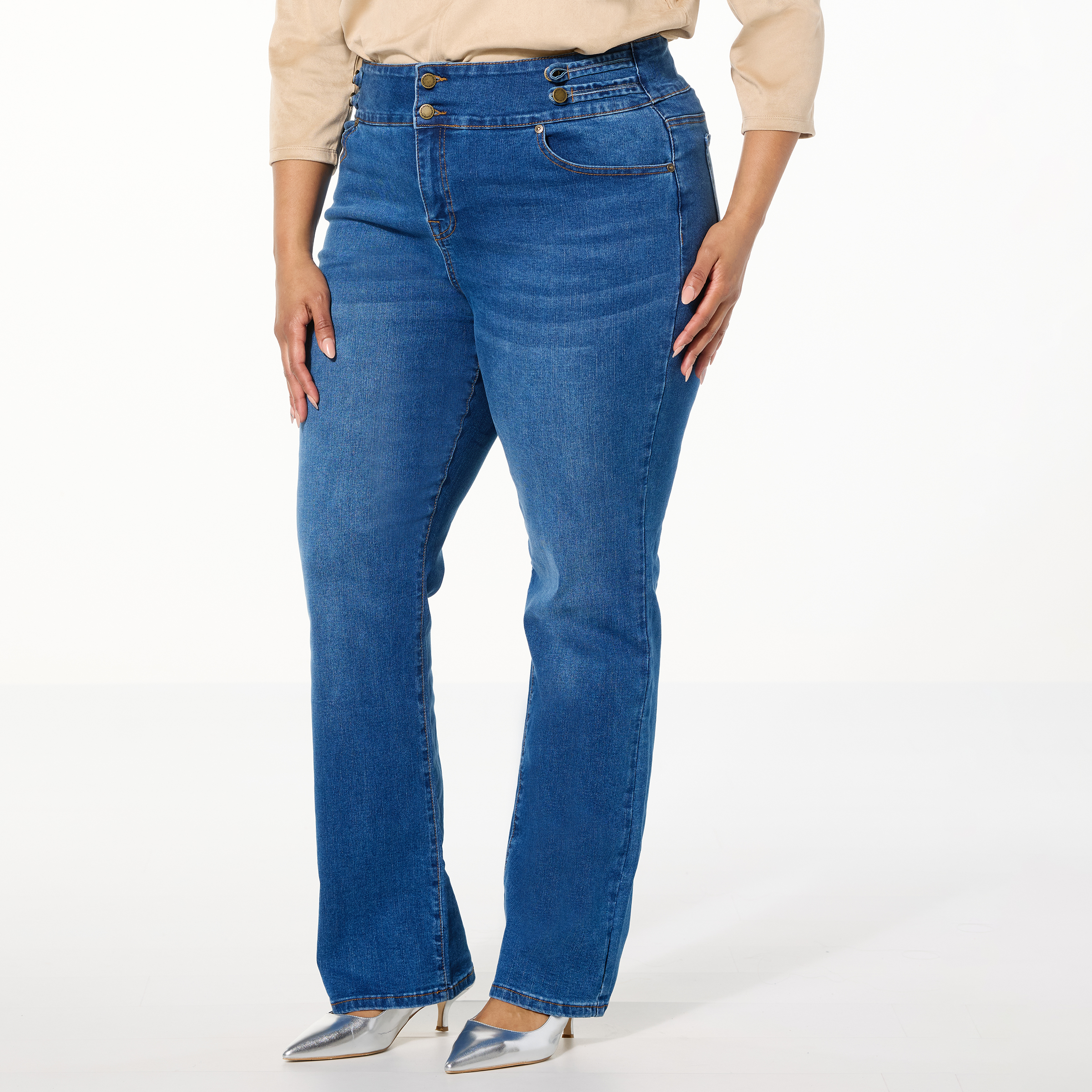 DG2 by Diane Gilman New Classic Stretch Baby Bootcut Tab Waist Jean | HSN