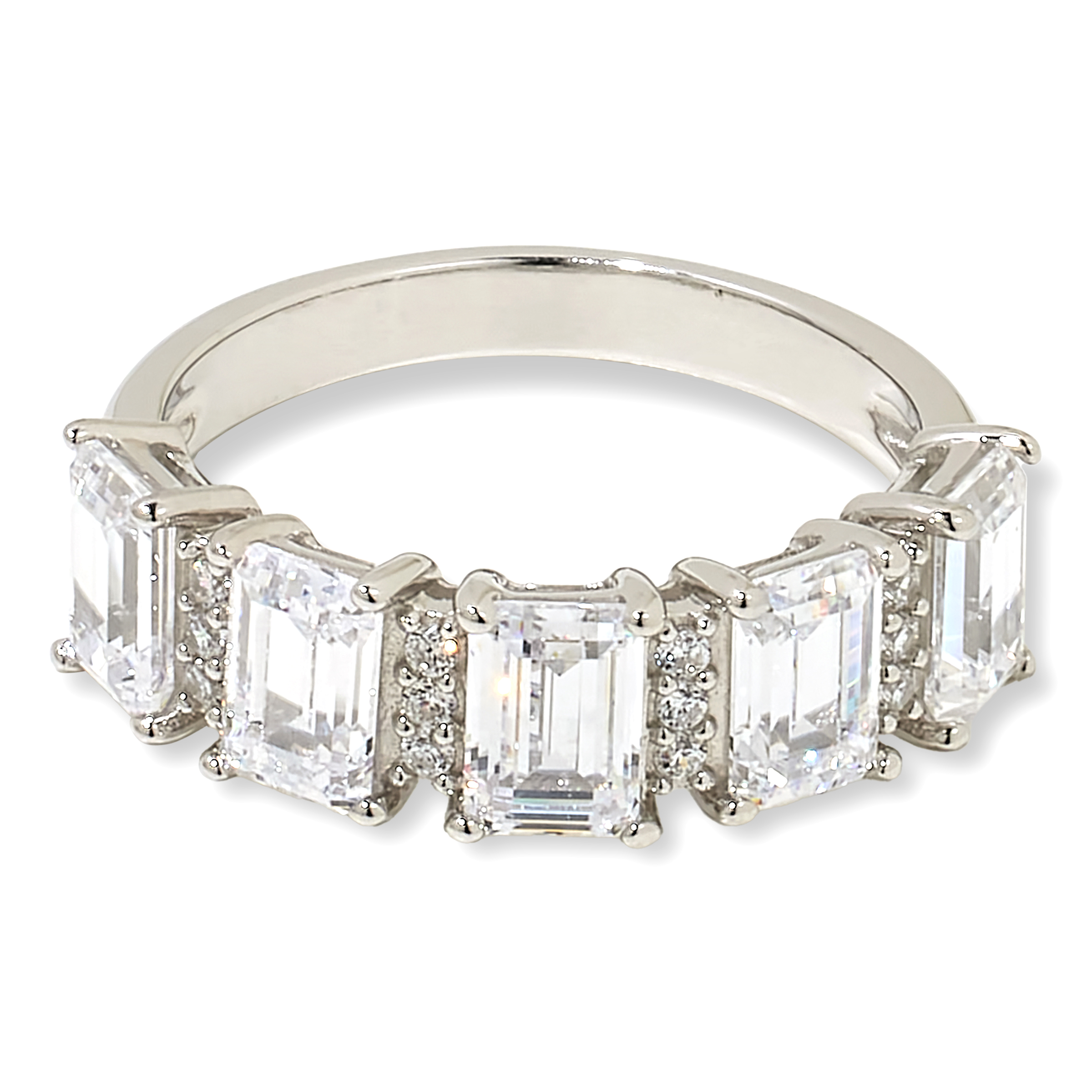 Radiance by Absolute™ Emerald Cut and Pavé Band Ring | HSN