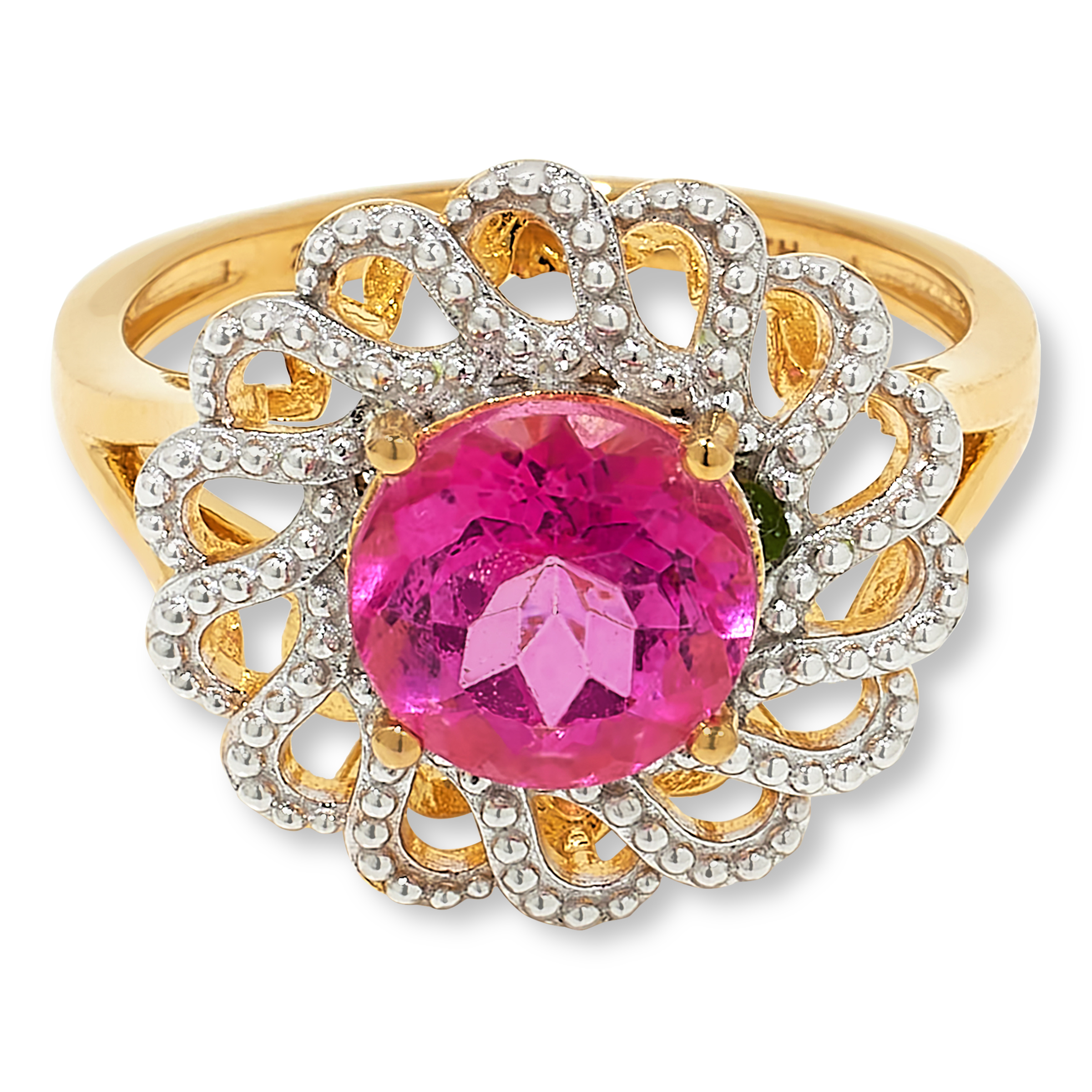 Colleen Lopez Gold-Plated Pink Topaz Round Floral Ring | HSN