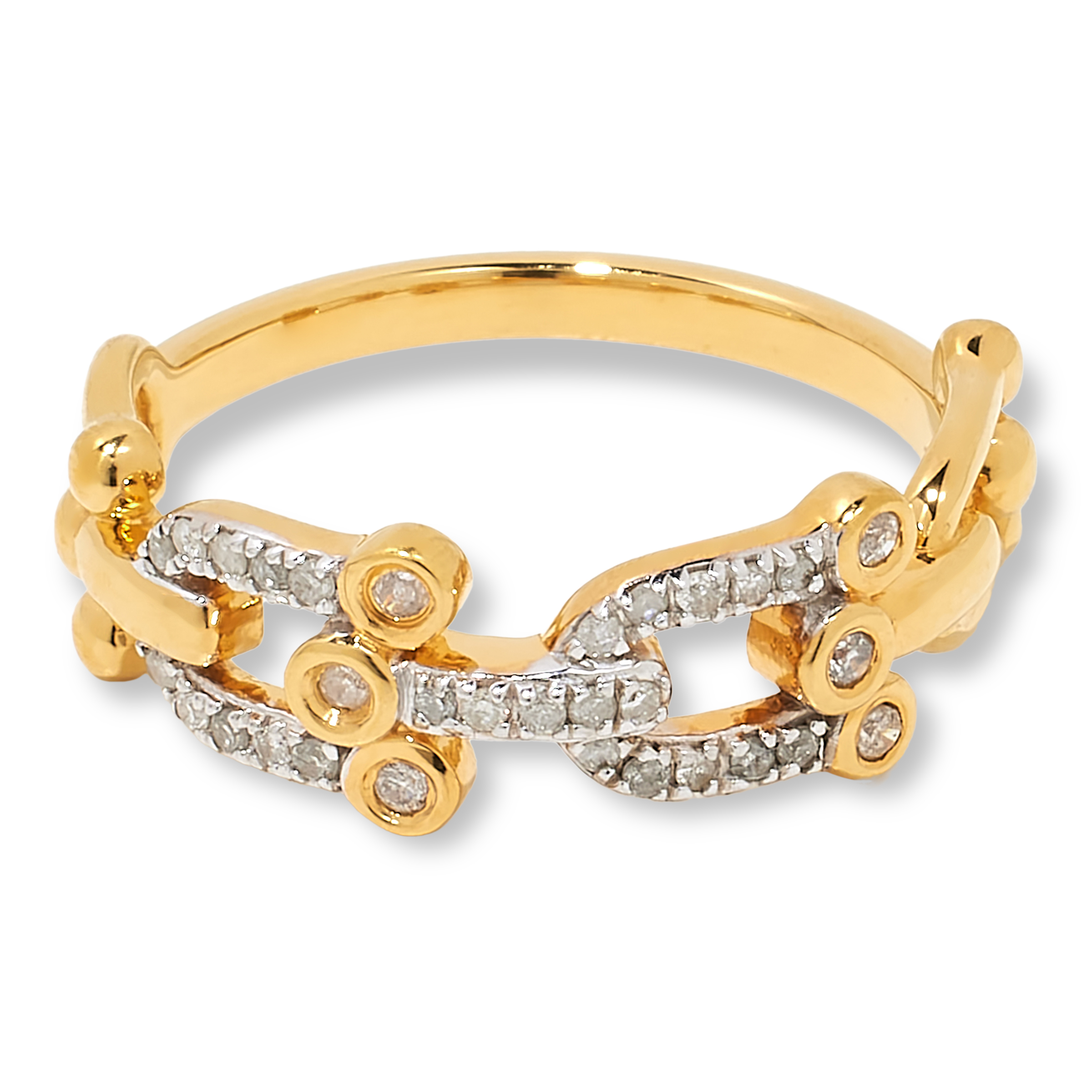 Rarities Gold-Plated 1/5ctw Diamond Horseshoe Link Band Ring | HSN