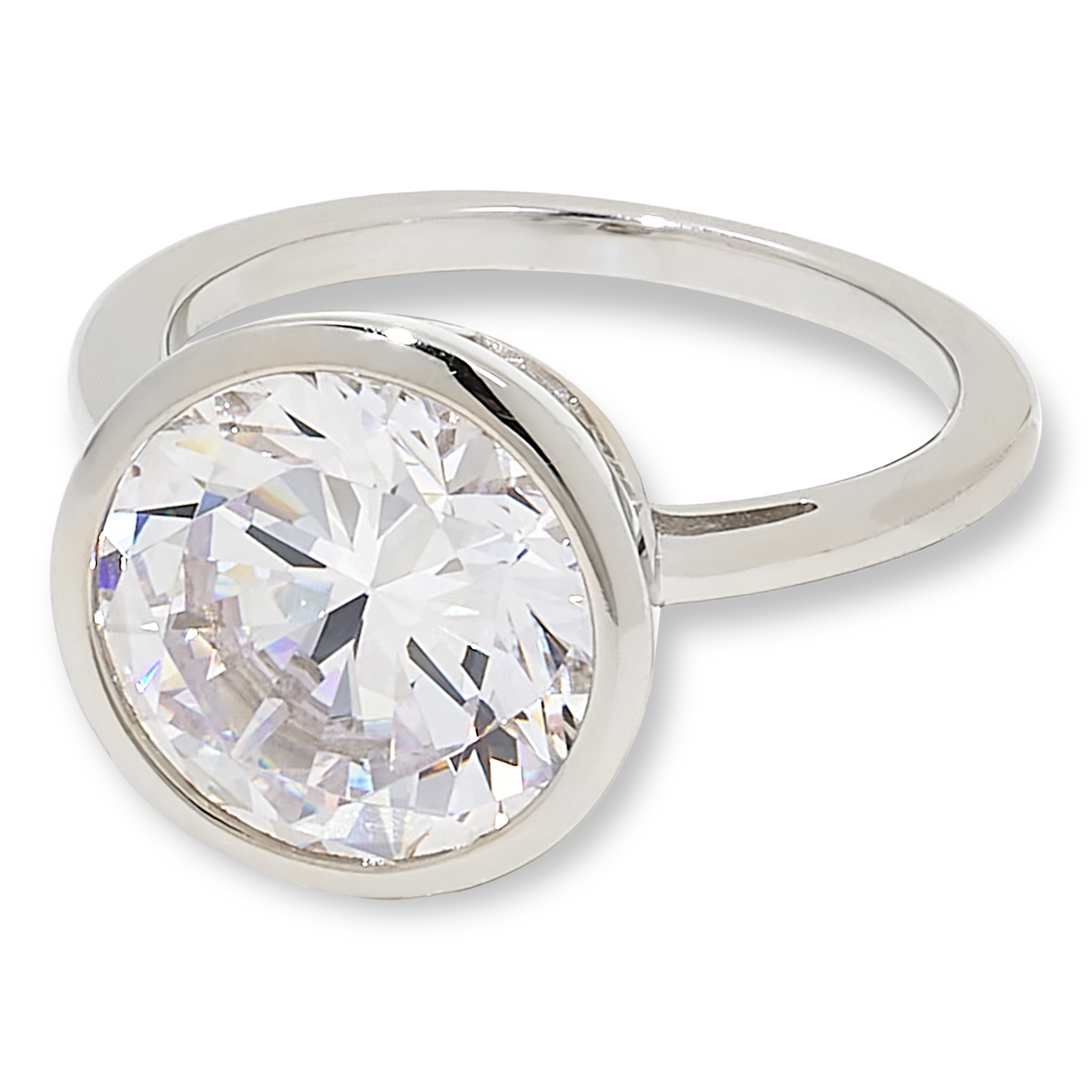 Radiance by Absolute™ Couture Platinum-Plated Bezel-Set Solitaire Ring ...