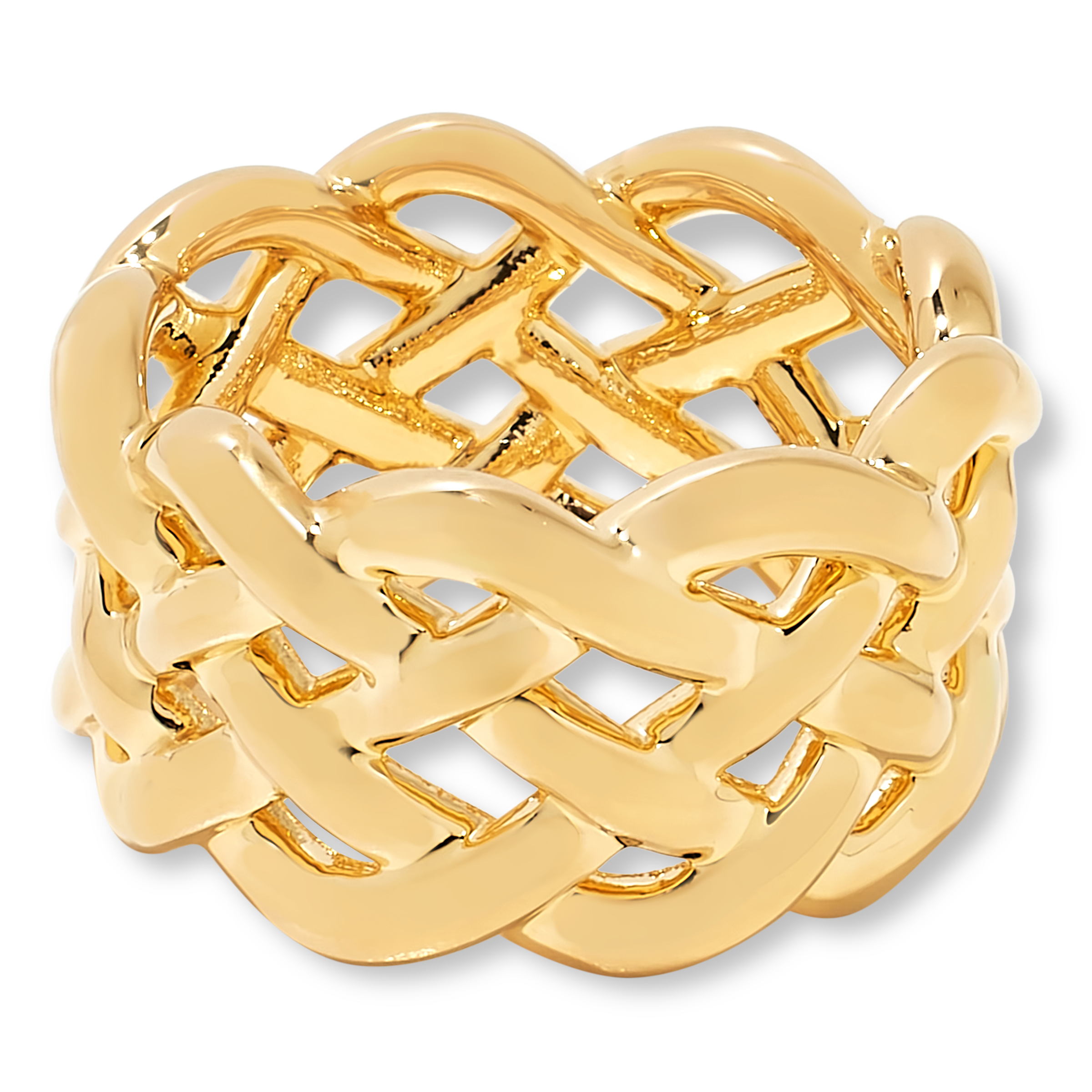 Soave Oro 14K Gold Electroform Polished Woven Band Ring | HSN