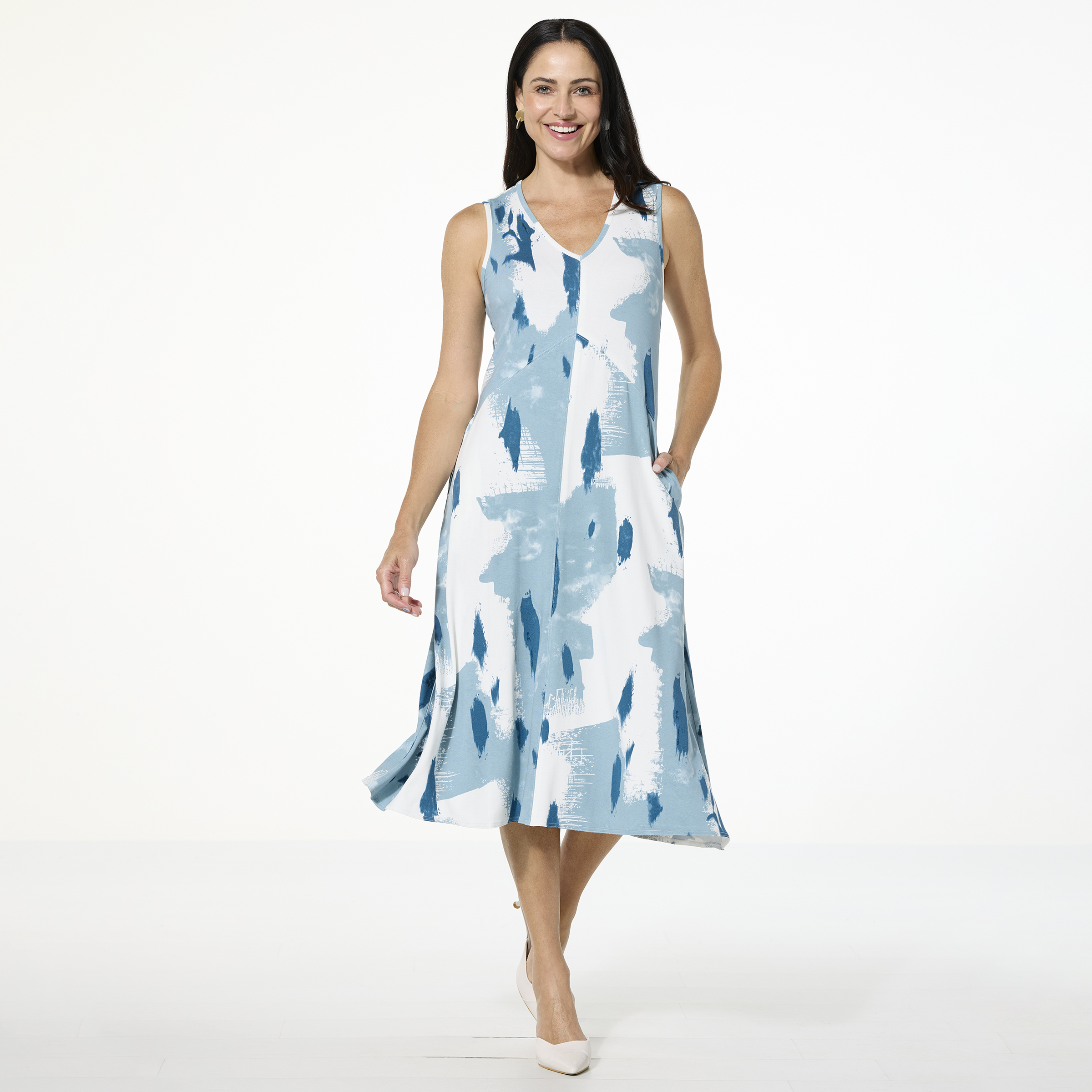 WynneLayers Printed Stretch Rayon Dress with Seamed Detail - 23539174 | HSN