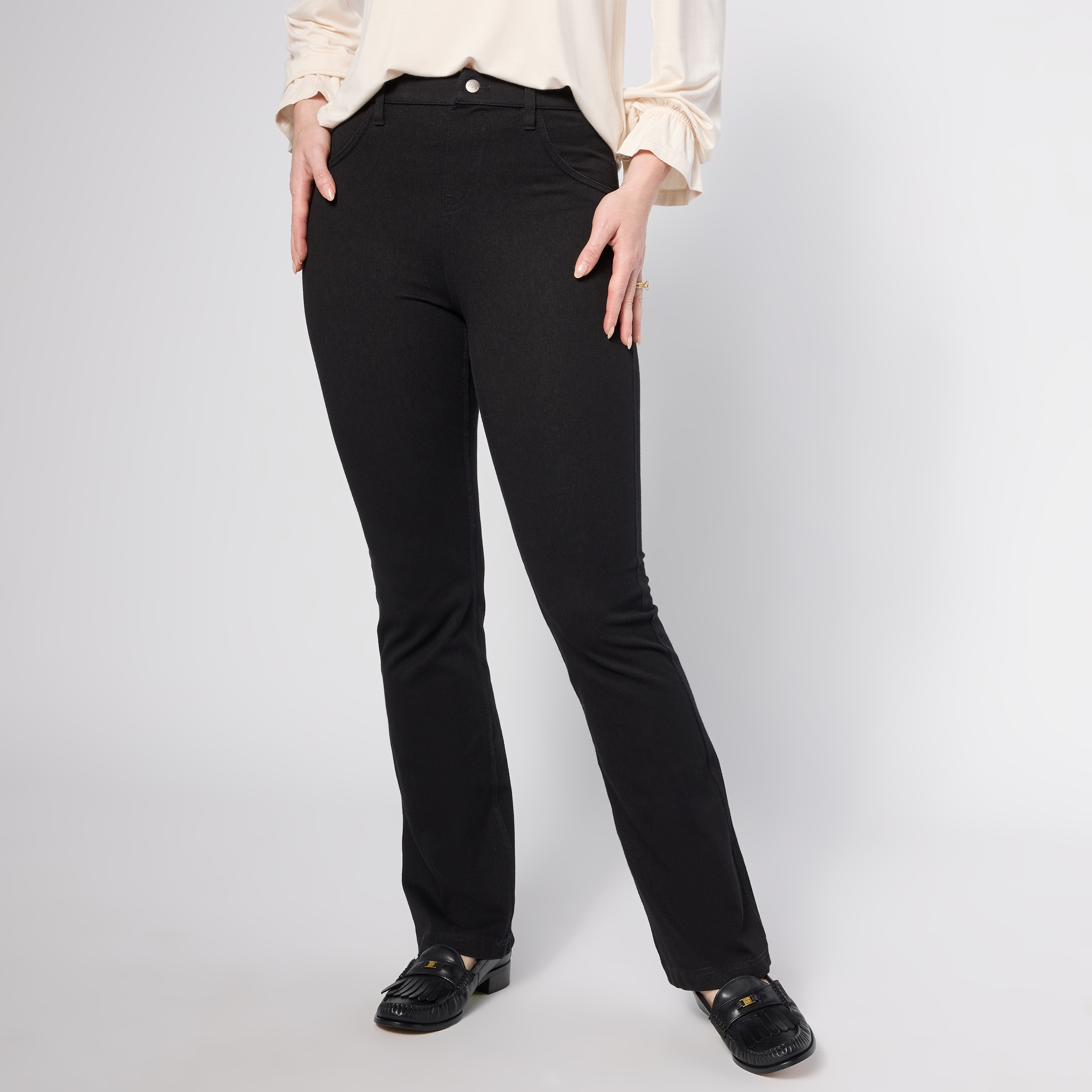 HUE Classic Stretch Denim Baby Bootcut Pant | HSN