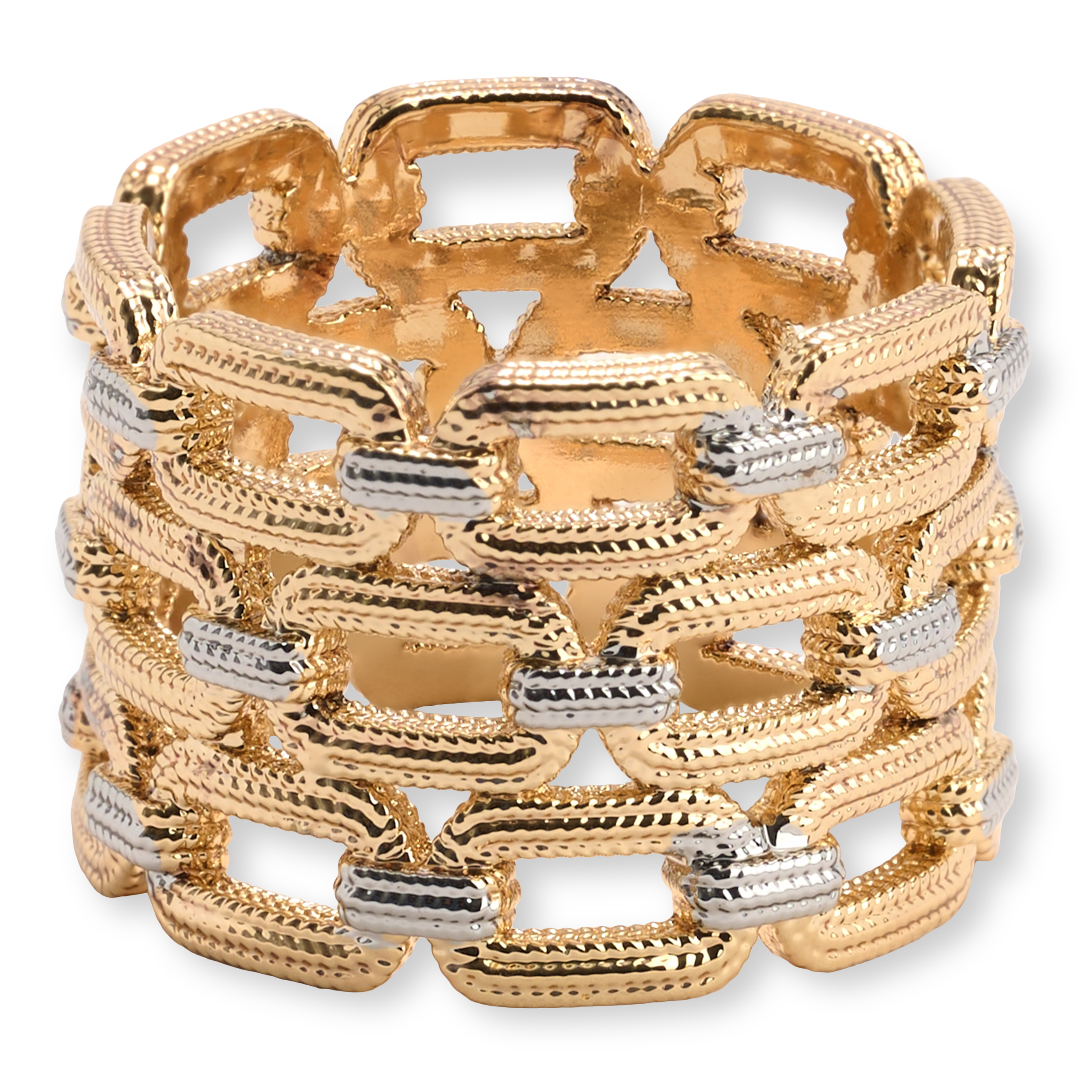 MarlaWynne 2-Tone Textured Oval Link Design Band Ring | HSN