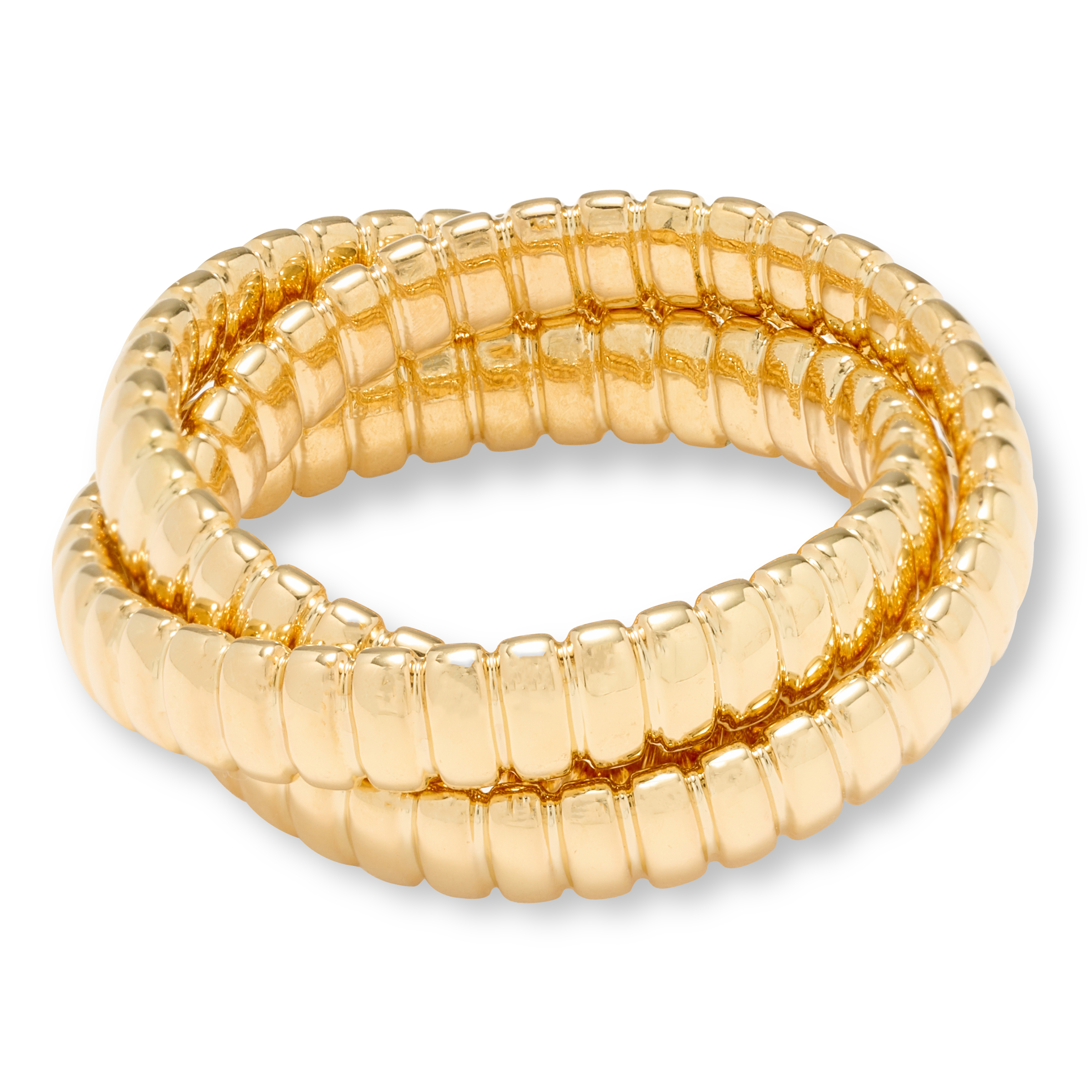 Soave Oro 14K Electroform Interlocking Tubogas Band Rings - Set of 3 | HSN