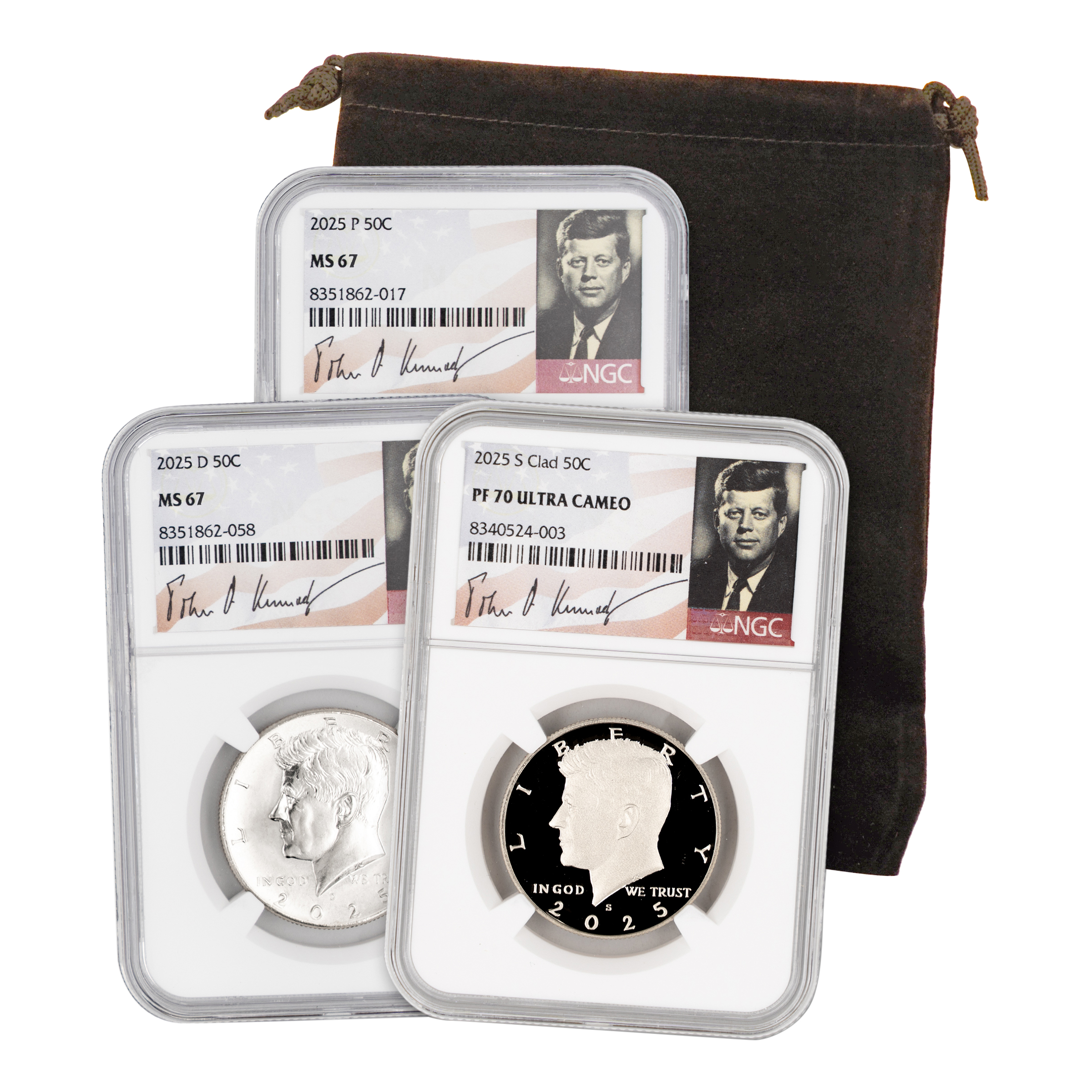 2025 MS67 P- & D-Mint & PF70 S-Mint JFK Half Dollars with Signed Label ...