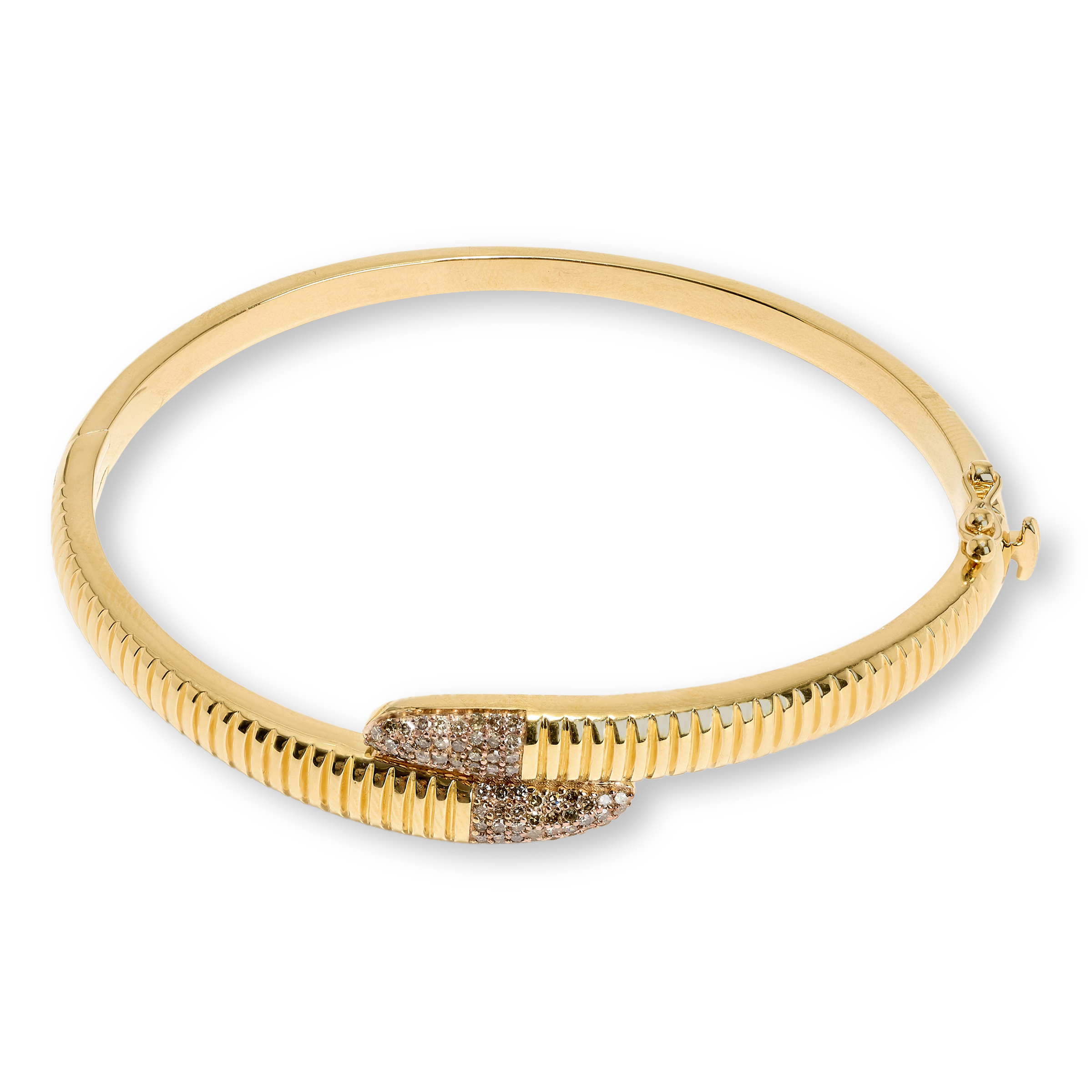 Rarities 0.35ctw Champagne Diamond Bypass-Design Ribbed Cuff Bracelet | HSN