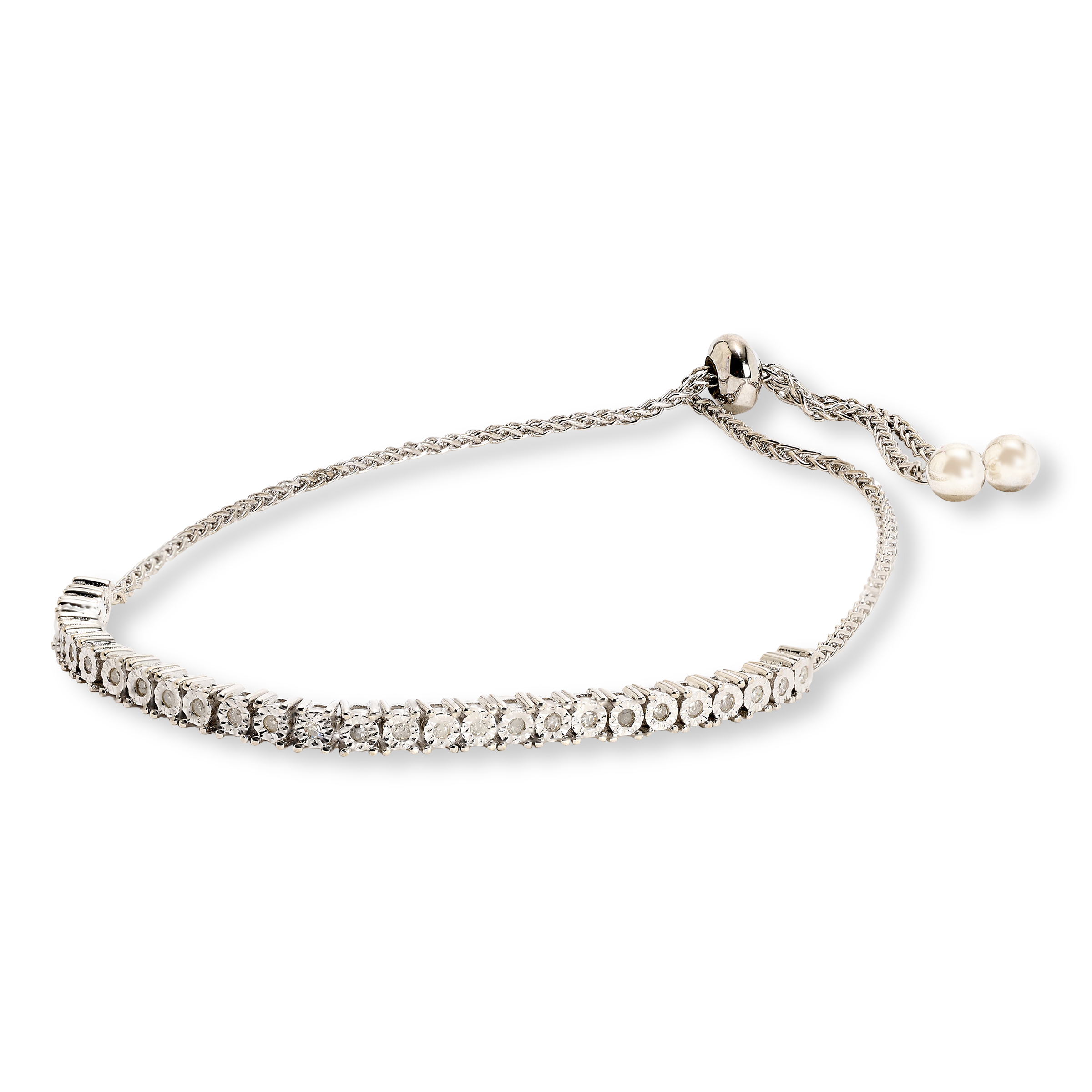 Colleen Lopez Sterling Silver 1/4ctw Diamond Adjustable Bolo Bracelet | HSN