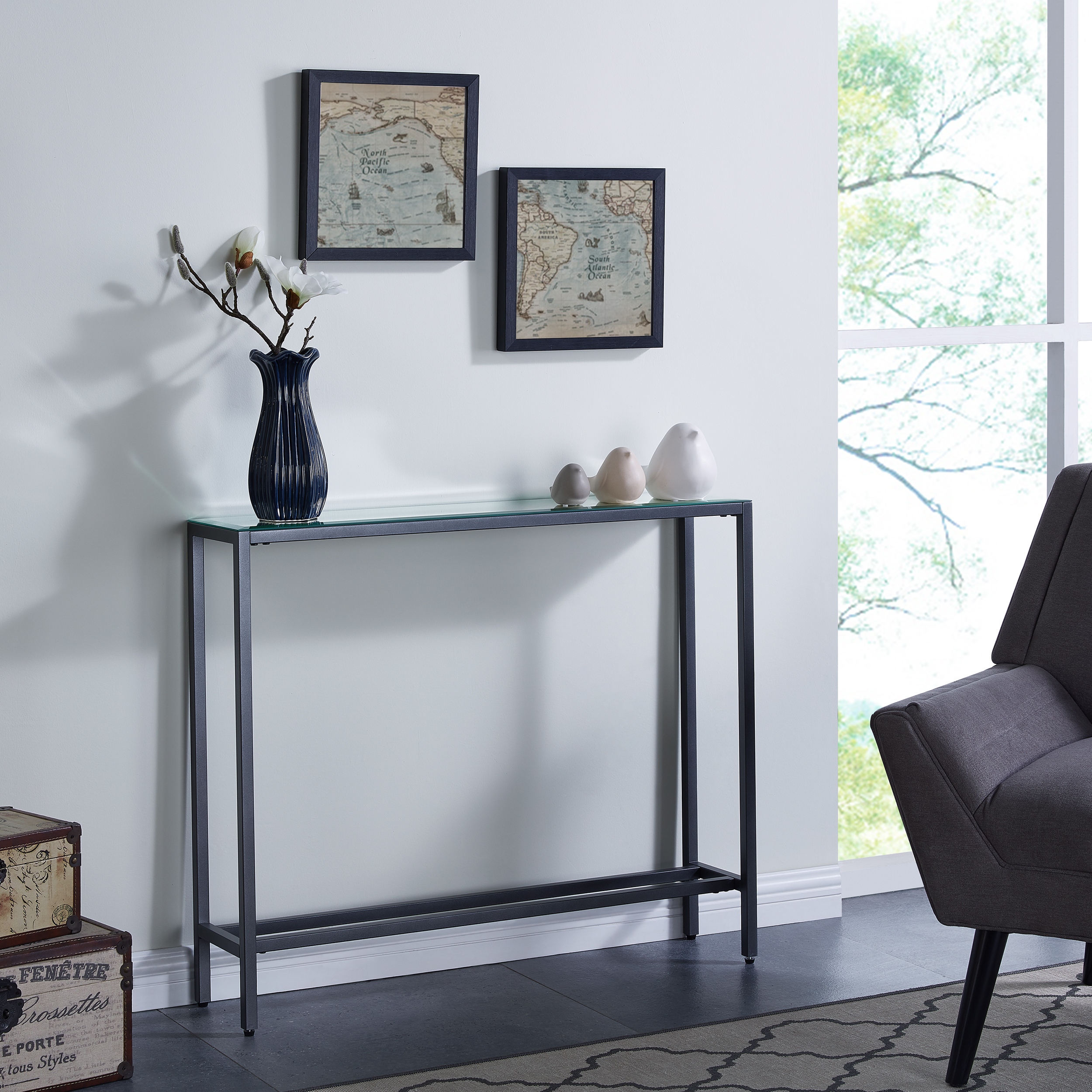 Southern Enterprises Pinsley Narrow Console Table - Gunmetal - 9248296 ...