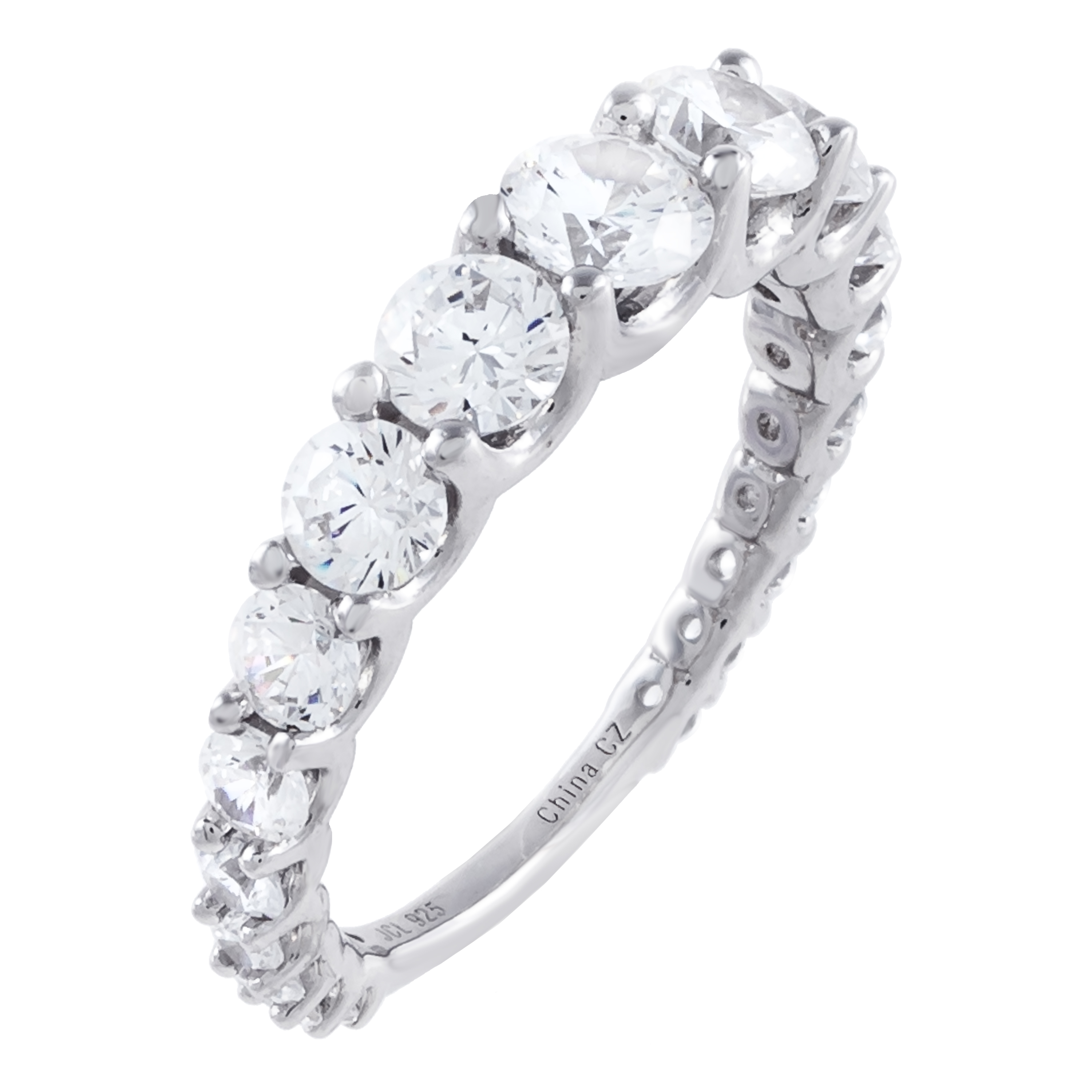 Radiance by Absolute™ Sterling Silver Graduated Round Stone Band Ring | HSN