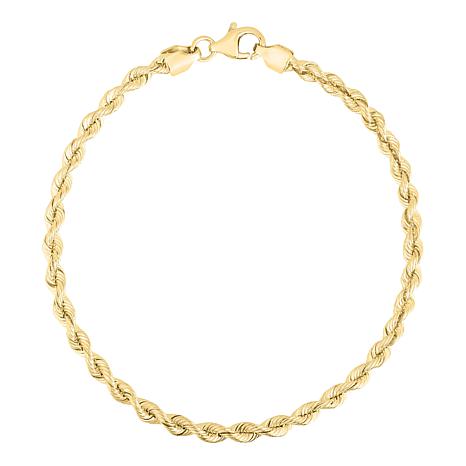 14K Yellow Gold Silk Rope Chain Bracelet - 10090597 | HSN