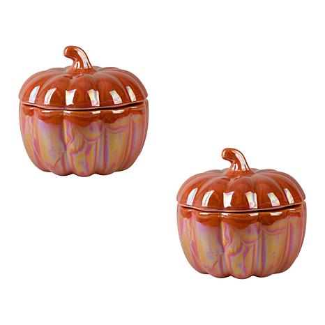 5" Pumpkin Covered Dish - Orange Luster, Set of 2 - 23439889 | HSN
