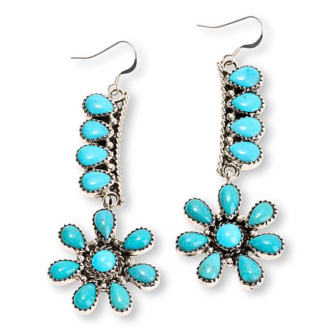 Chaco Canyon Sleeping Beauty Turquoise Flower Design Drop Earrings - 23657345 | HSN