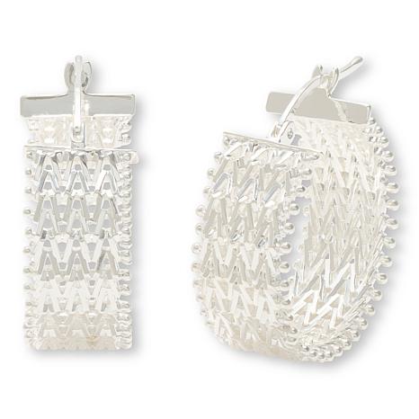 Imperial Silver Sterling Silver Diamond-Cut 6-Row Wheat Hoop Earrings | HSN