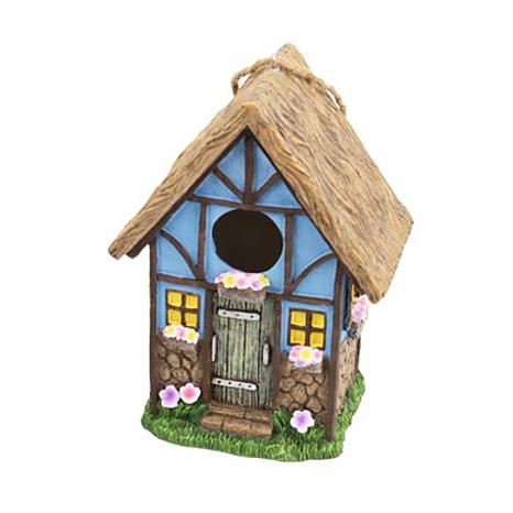 Santa's Workshop Inc. 7.5" Resin Blue Cottage Bird House | HSN