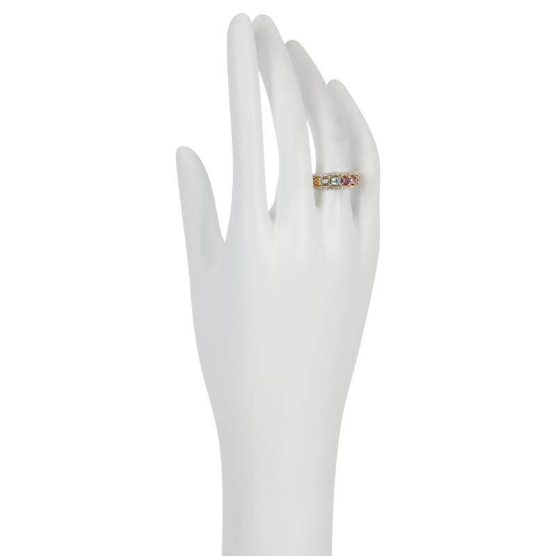 (HSN) Gems By Michael Sterling Silver Multicolor Tourmaline Band Ring ...