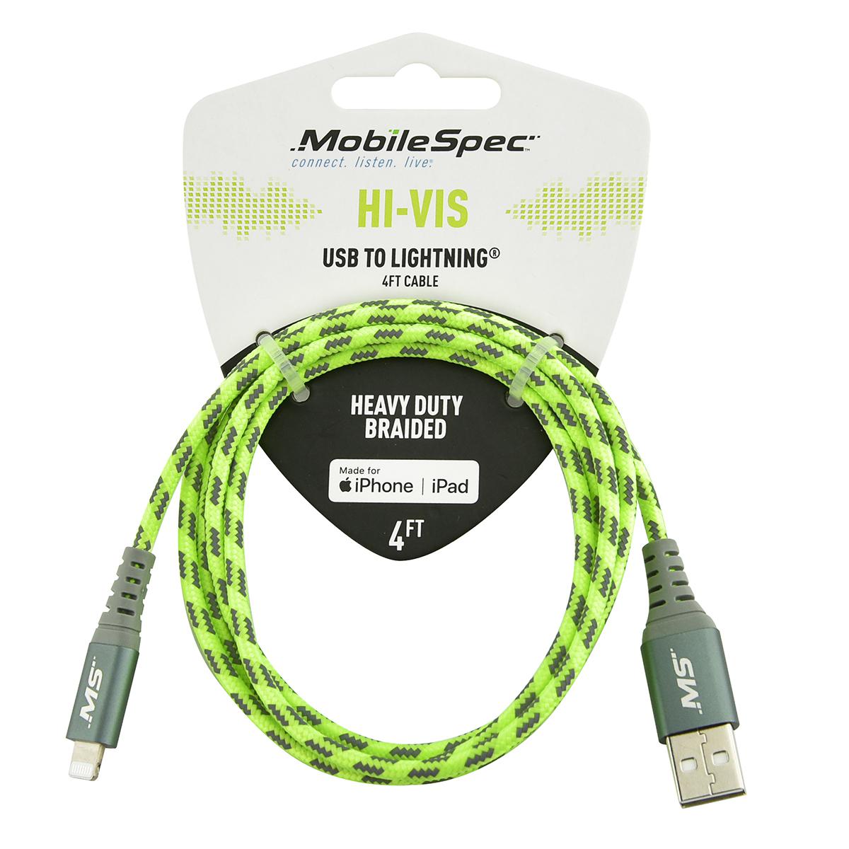 MobileSpec Hi-Vis 4ft Lightning to USB-A Cable - 10089340 | HSN