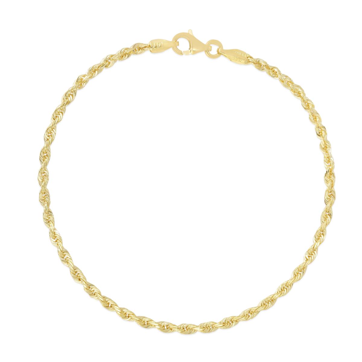 14K Yellow Gold Diamond-Cut Rope Chain Anklet - 20230476 | HSN
