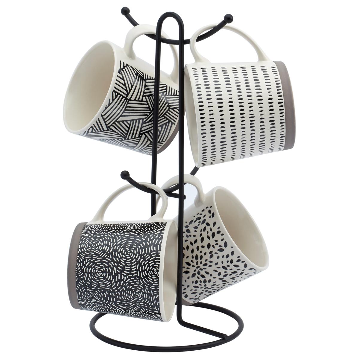 Tabletops Avenue 4-Piece Coffee Mug Set with Tree Rack - 20339918 | HSN