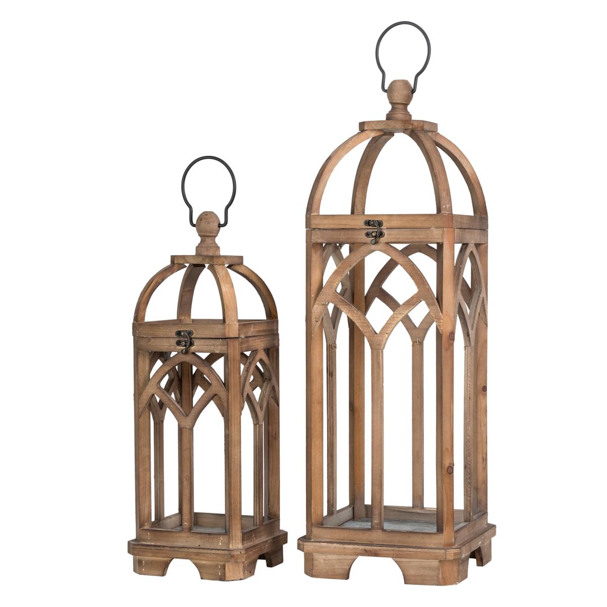 Glitzhome Set of 2 Farmhouse Wooden Church Window Lanterns - 20592351 | HSN