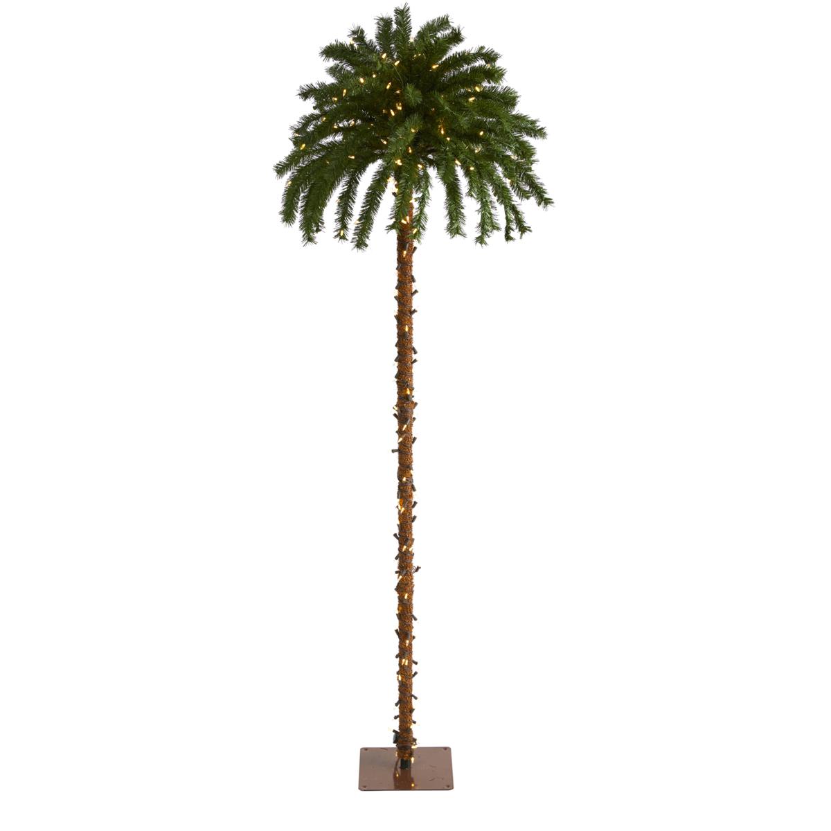 Nearly Natural 7’ Artificial Christmas Palm Tree with 300 LED Lights ...