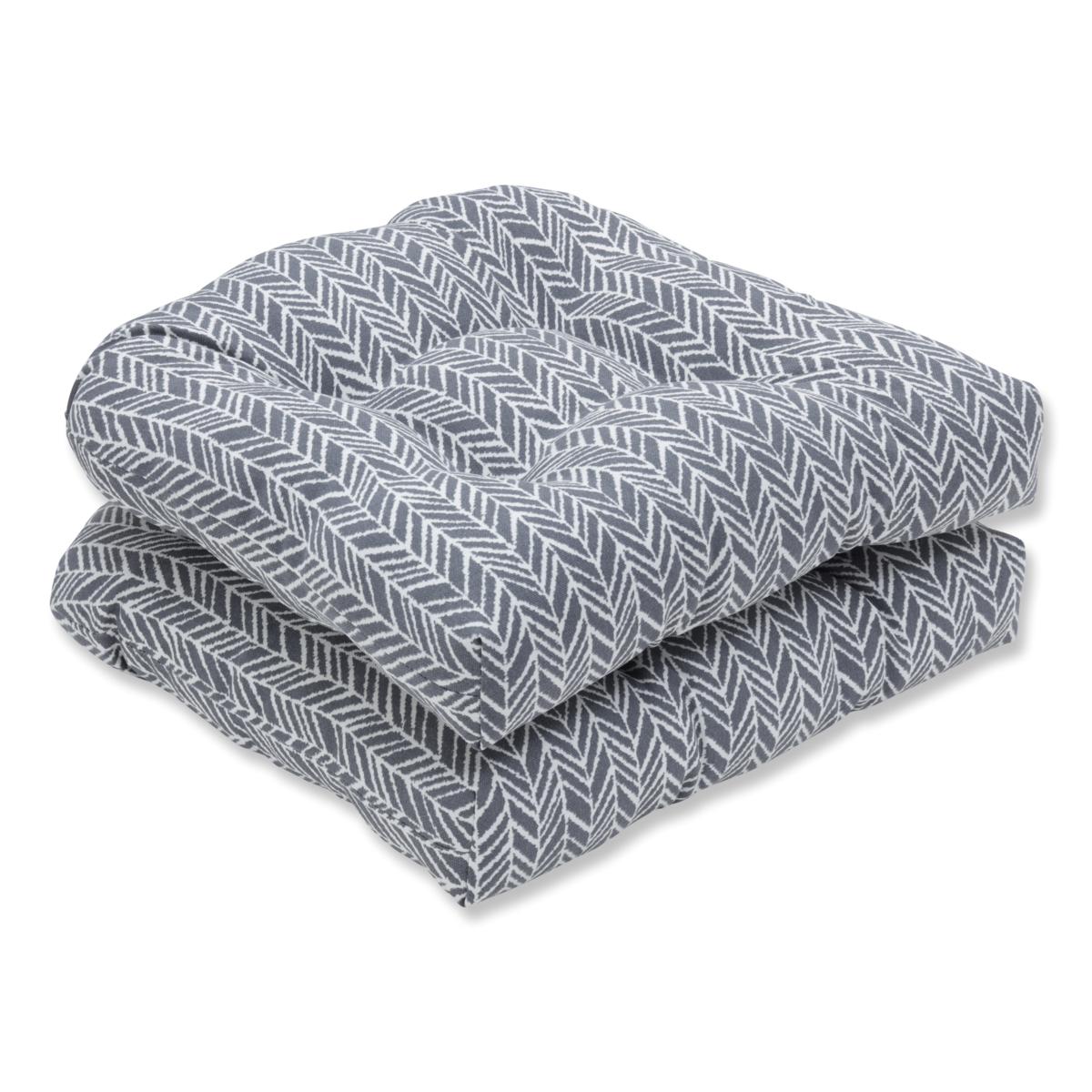 Pillow Perfect Herringbone Slate Wicker Seat Cushion Set - Grey ...