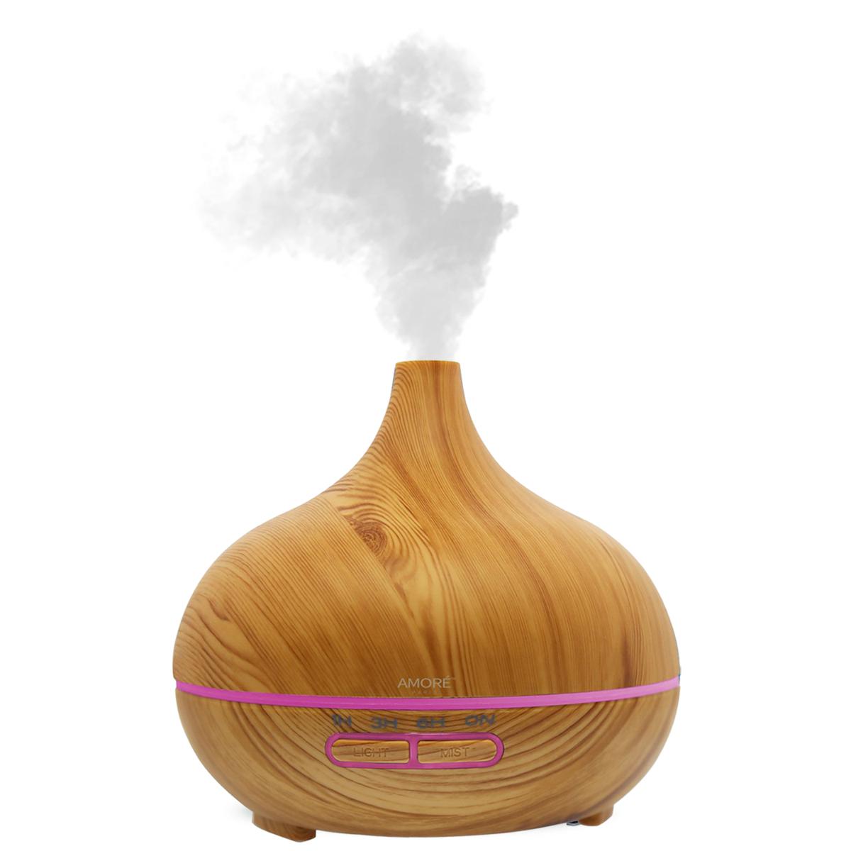Amore Paris Wood Grain Ultrasonic Cool Mist Diffuser With 7 Color LED | HSN