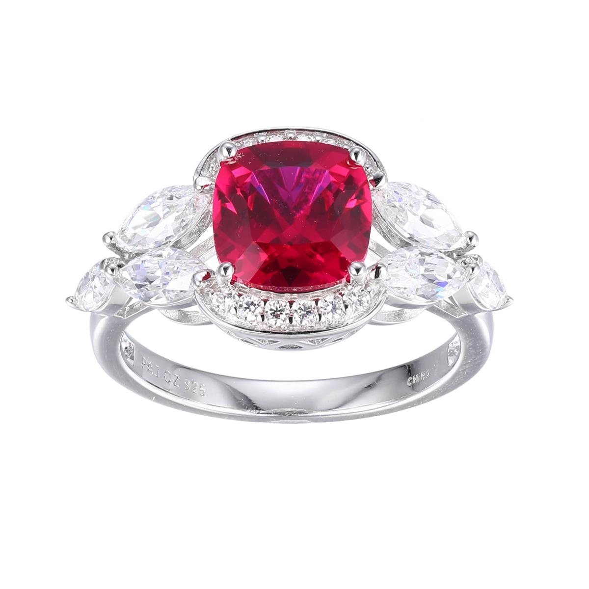 Sterling Silver Created Ruby and Cubic Zirconia Ring - 20903579 | HSN