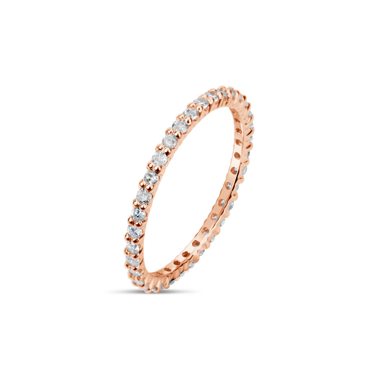 Suzy Levian 14K Rose Gold .50ctw Diamond Eternity Band Ring - 20923551 ...