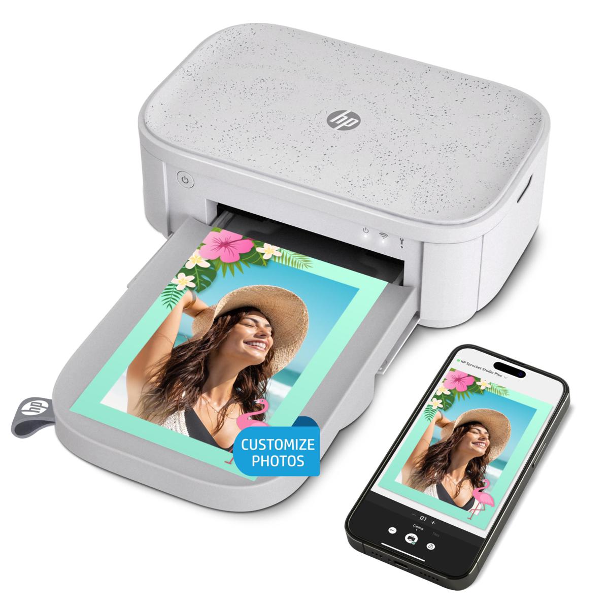 HP 4" x 6” Sprocket Studio Plus Wi-Fi Portable Photo Printer | HSN